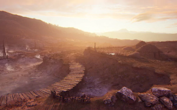 Hellblade II Senua's Saga HD Wallpaper - Volcanic Eruption Landscape