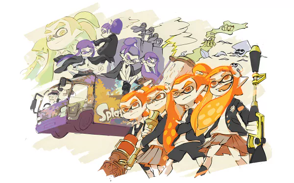 Splatoon Squad HD: Inkling Warriors Wallpaper by 毒Ⅲ.jp (Pixiv)