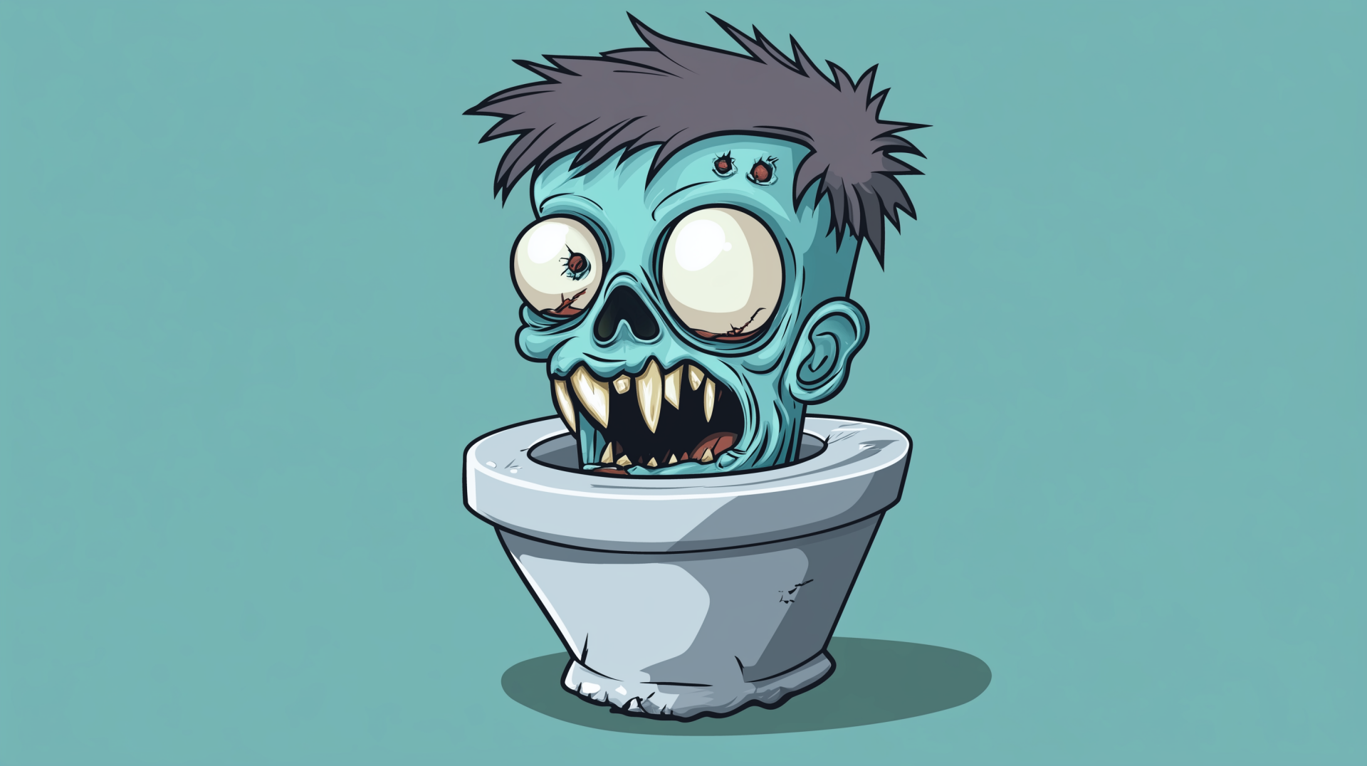 Skibidi Toilet HD Wallpaper: A Whimsical Zombie Vision by robokoboto