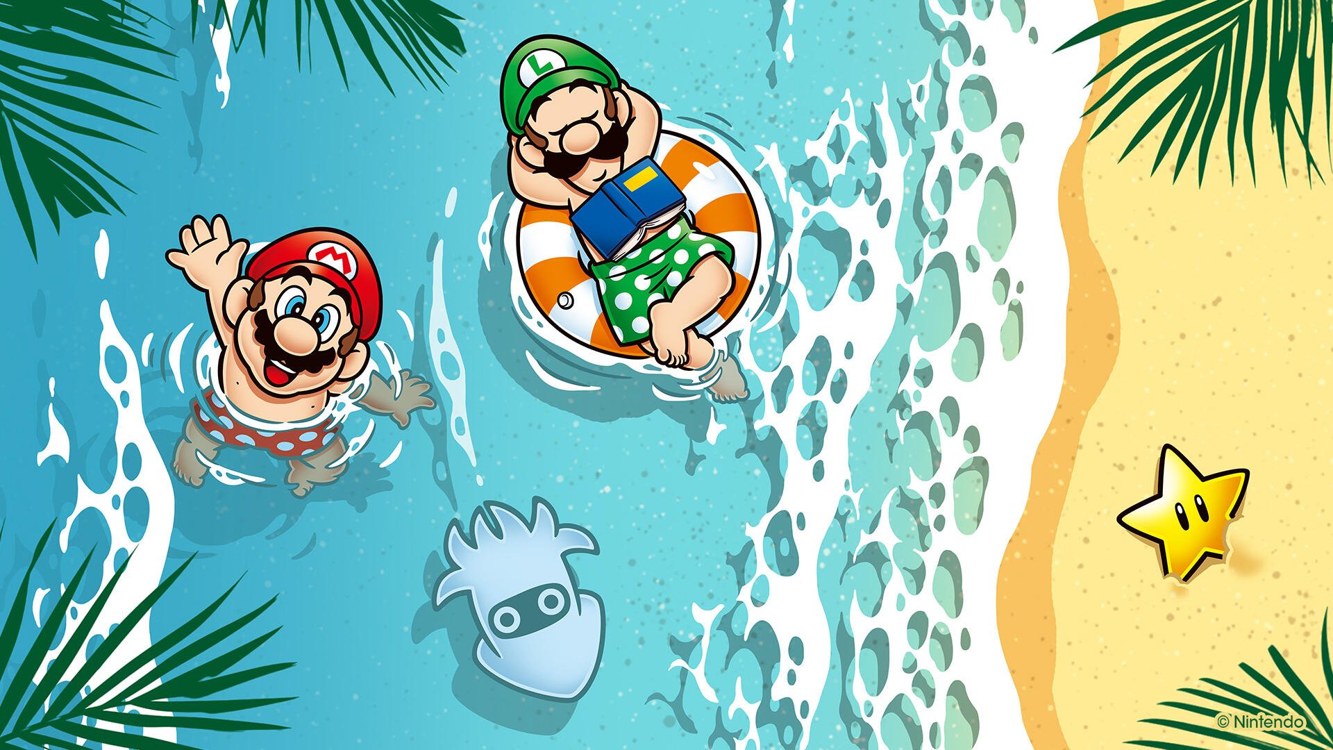 Super Mario: Beach Splash HD Wallpaper | 1920x1080 | Wallpaper Abyss