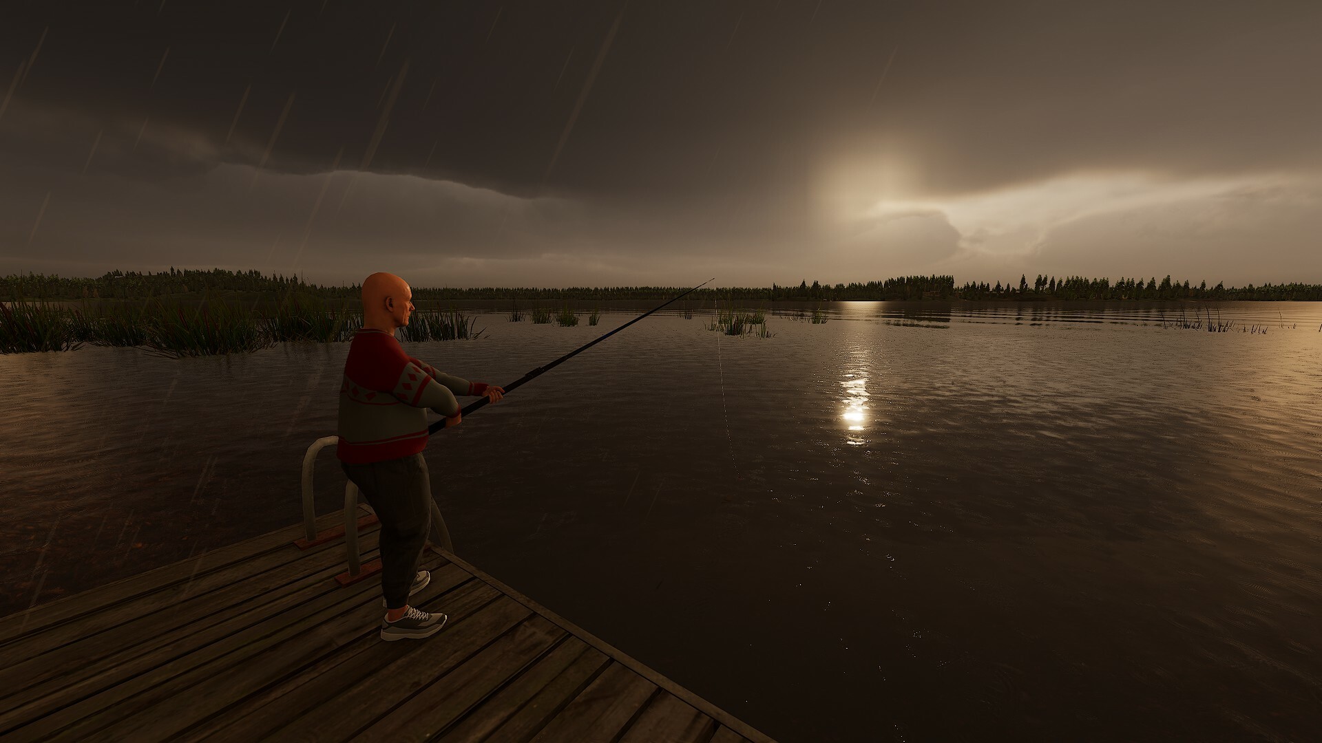 Finnish Cottage Simulator HD Wallpaper: Tranquil Fishing at Dusk