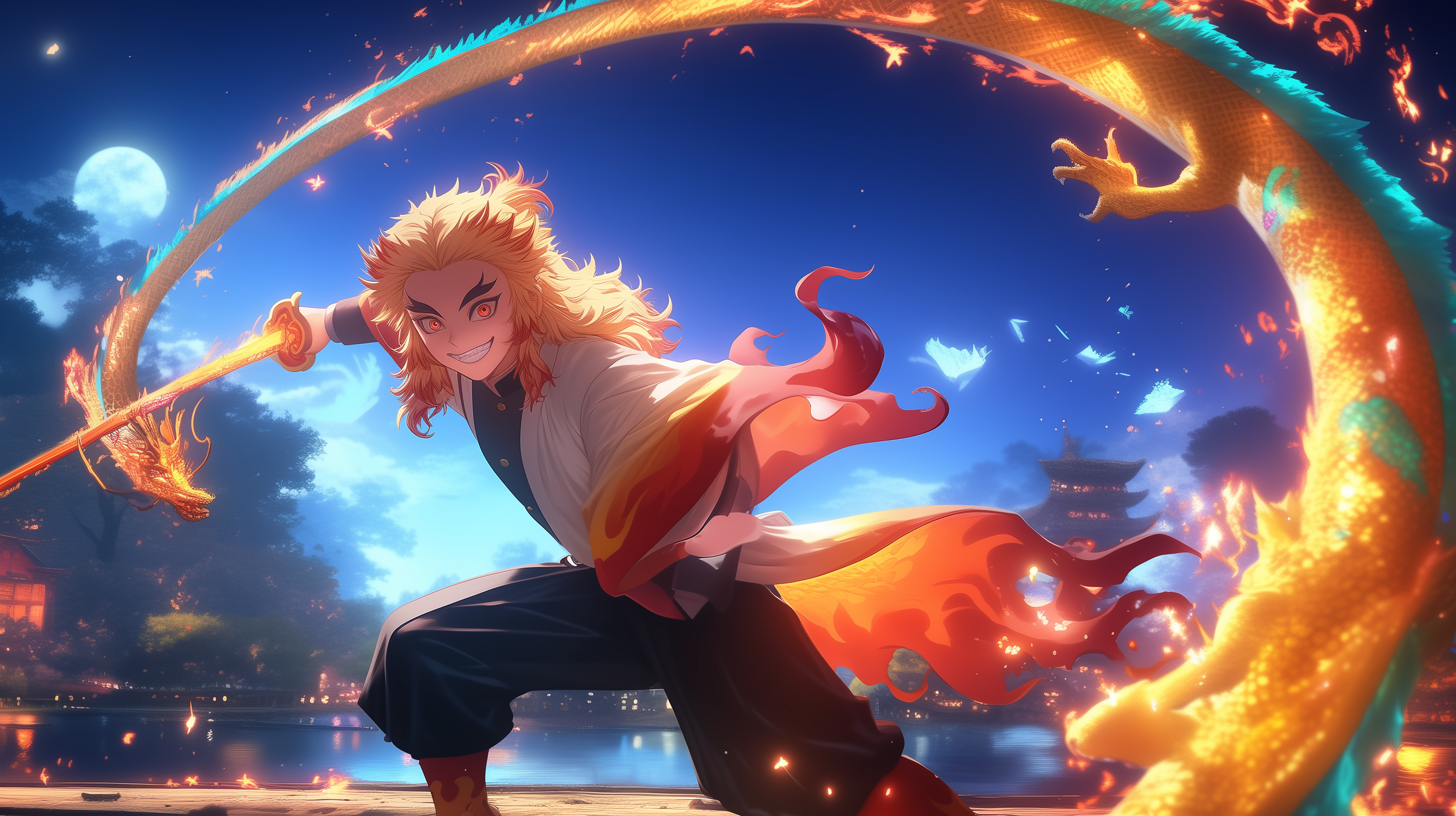 Kyojuro Rengoku HD Wallpaper - Flame of the Demon Slayer! by patrika