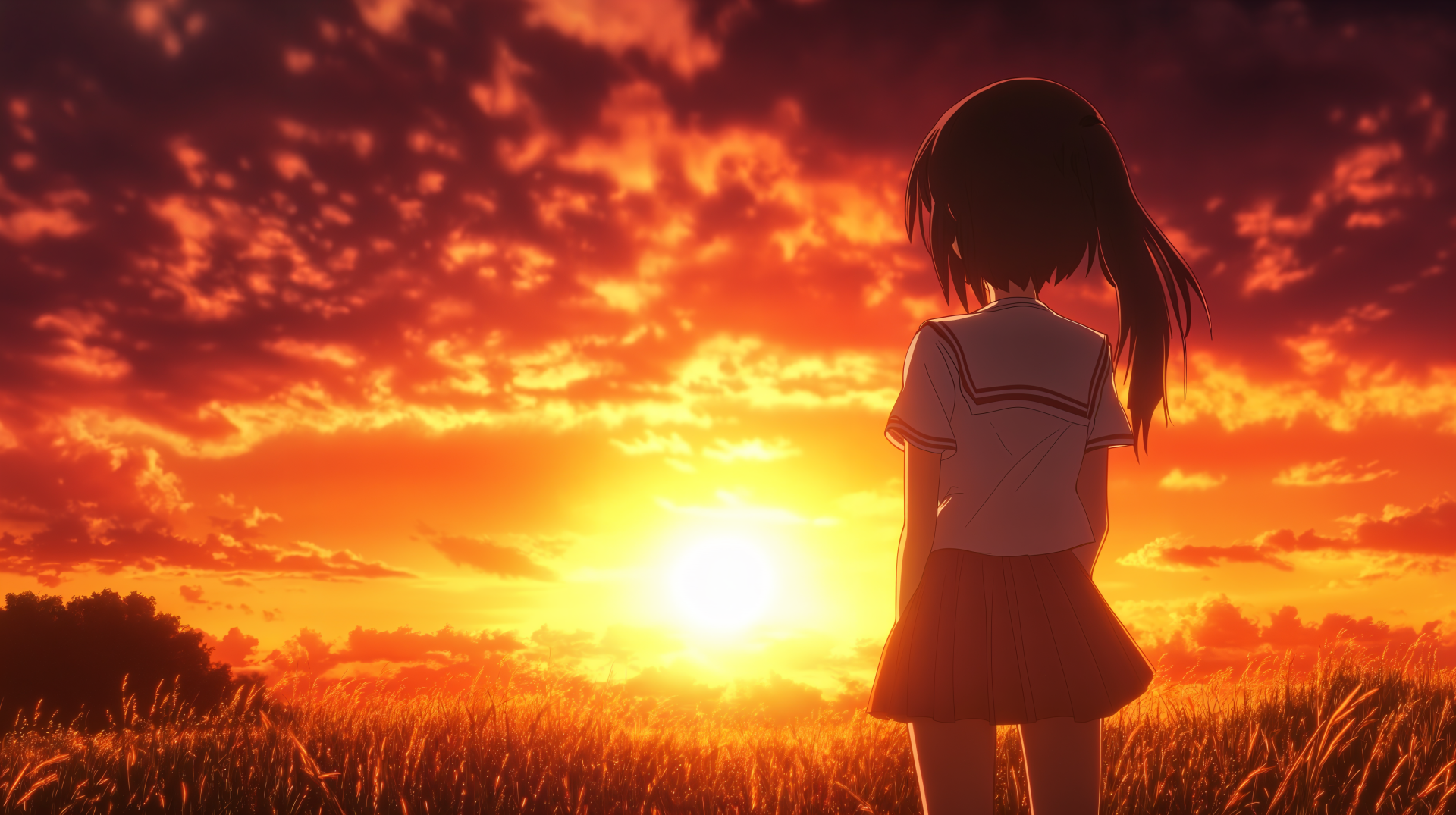 Anime Sunset: A Stunning 4K Ultra HD Wallpaper by robokoboto
