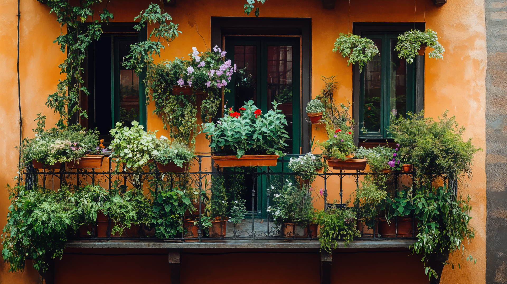 **Balcony Garden Bliss: A 4K Ultra HD Wallpaper Experience** by robokoboto