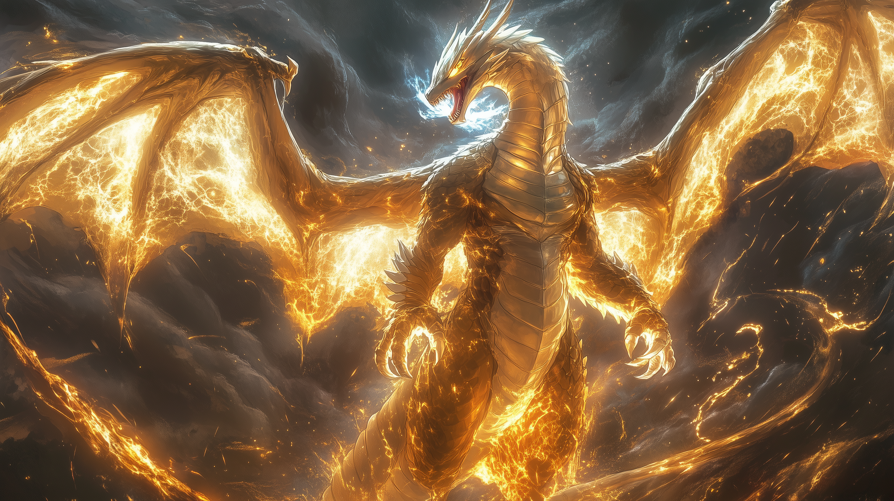 Blazing Fire Dragon – Mythical Creature HD Wallpaper by patrika
