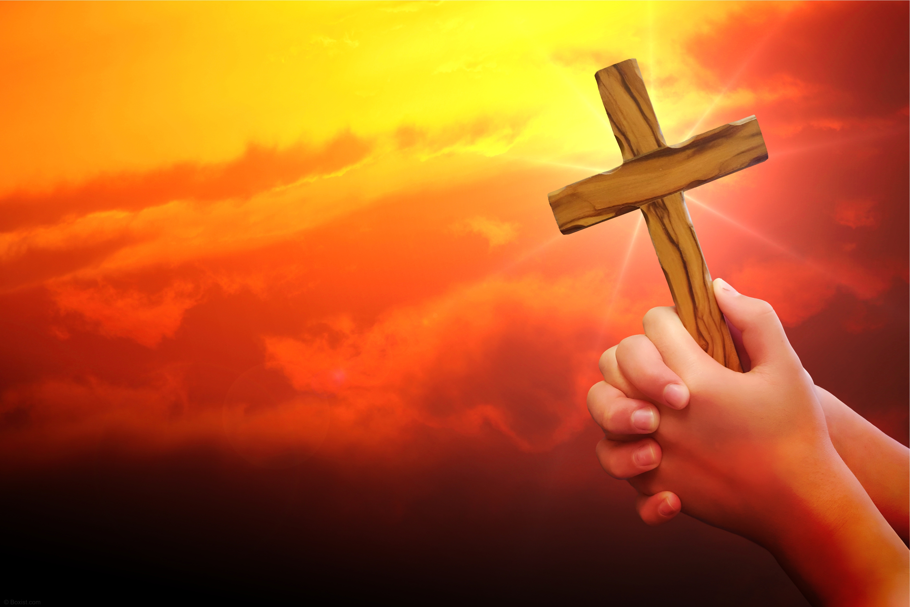 Faith in Hand: Praying Hands Holding Cross HD Wallpaper