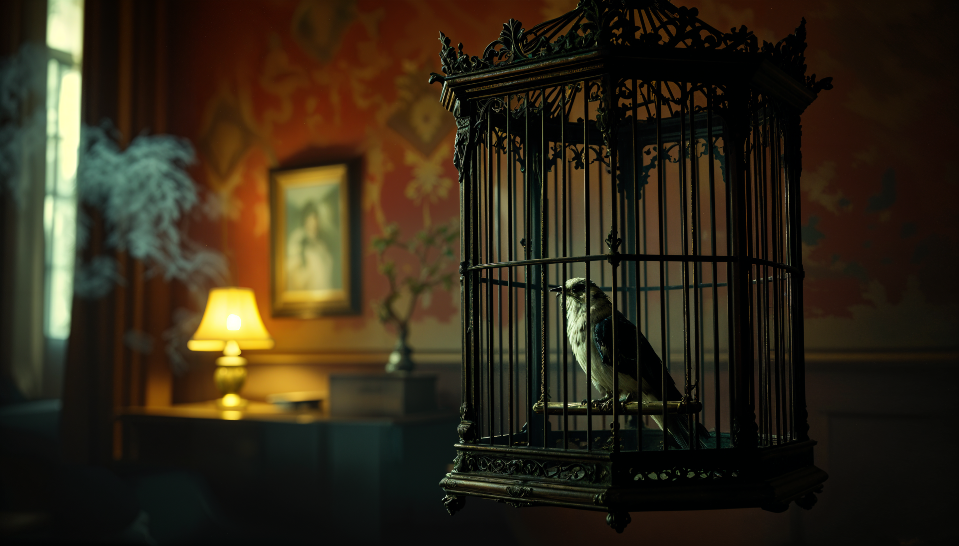 Serene Birdcage: A Stunning 4K Ultra HD Wallpaper by QuantumCurator
