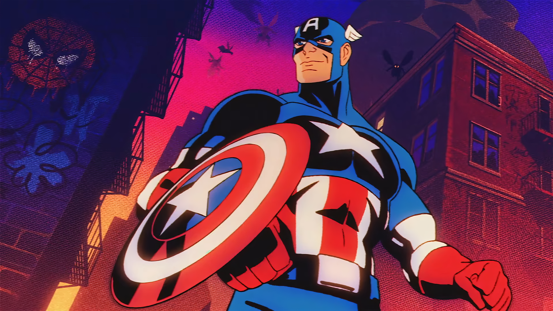 Cosmic Invasion HD Wallpaper: Captain America in Action
