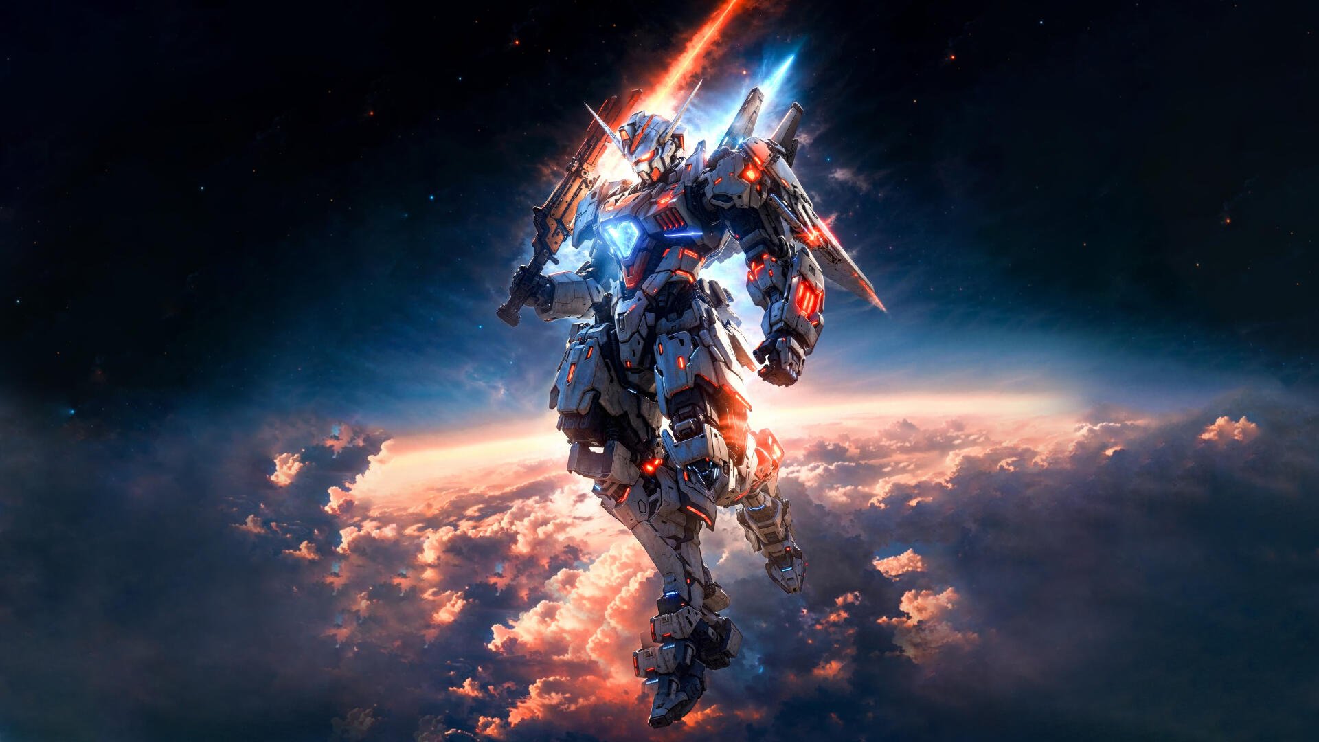 Gundam 8K Ultra HD: Epic Mecha Warrior in the Cosmos