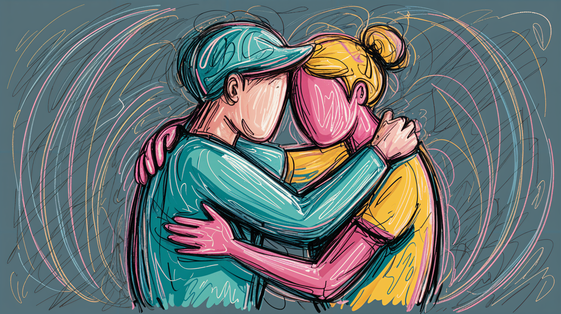 Best Friends Embrace - 4K Ultra HD Vibrant Wallpaper by QuantumCurator