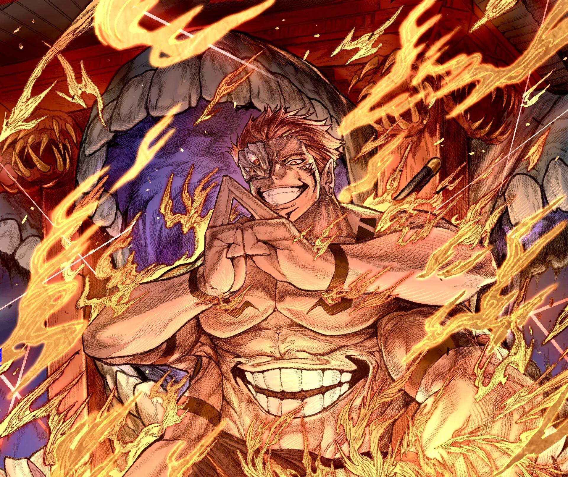 Sukuna’s Fiery Wrath - HD Jujutsu Kaisen Anime Wallpaper by さとし【SATOSHI】
