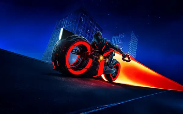 Tron: Ares — Neon Rider on Red Lightcycle (5K Ultra HD Wallpaper)