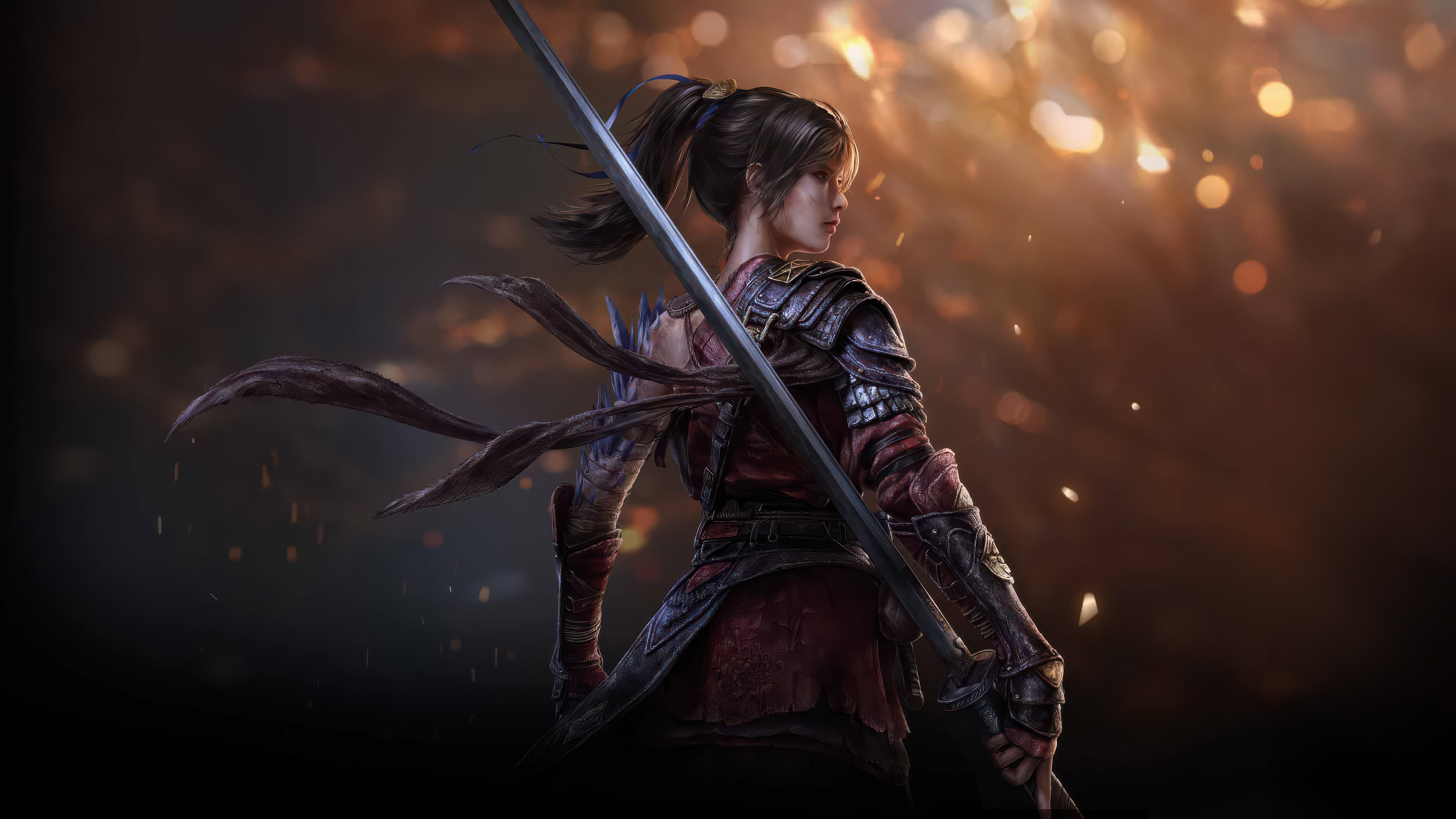 Wuchang: Fallen Feathers — Samurai Girl (4K Ultra HD Wallpaper)