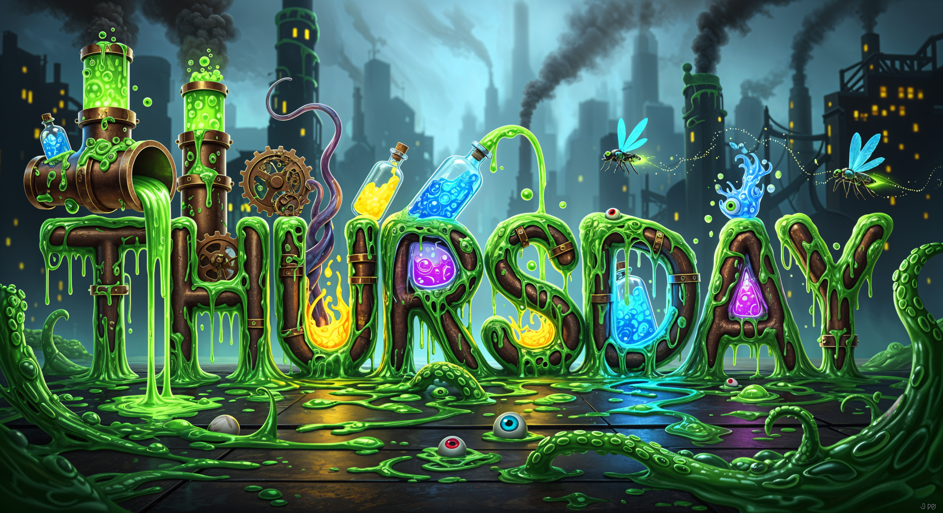 Toxic Thursday — 4K Ultra HD Sludge City Wallpaper by QuantumCurator