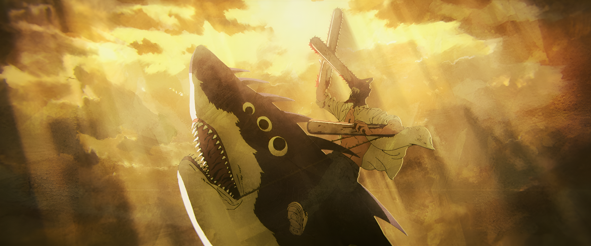 Golden Ascent — Denji & Beam (Chainsaw Man) 2K Quad HD Wallpaper