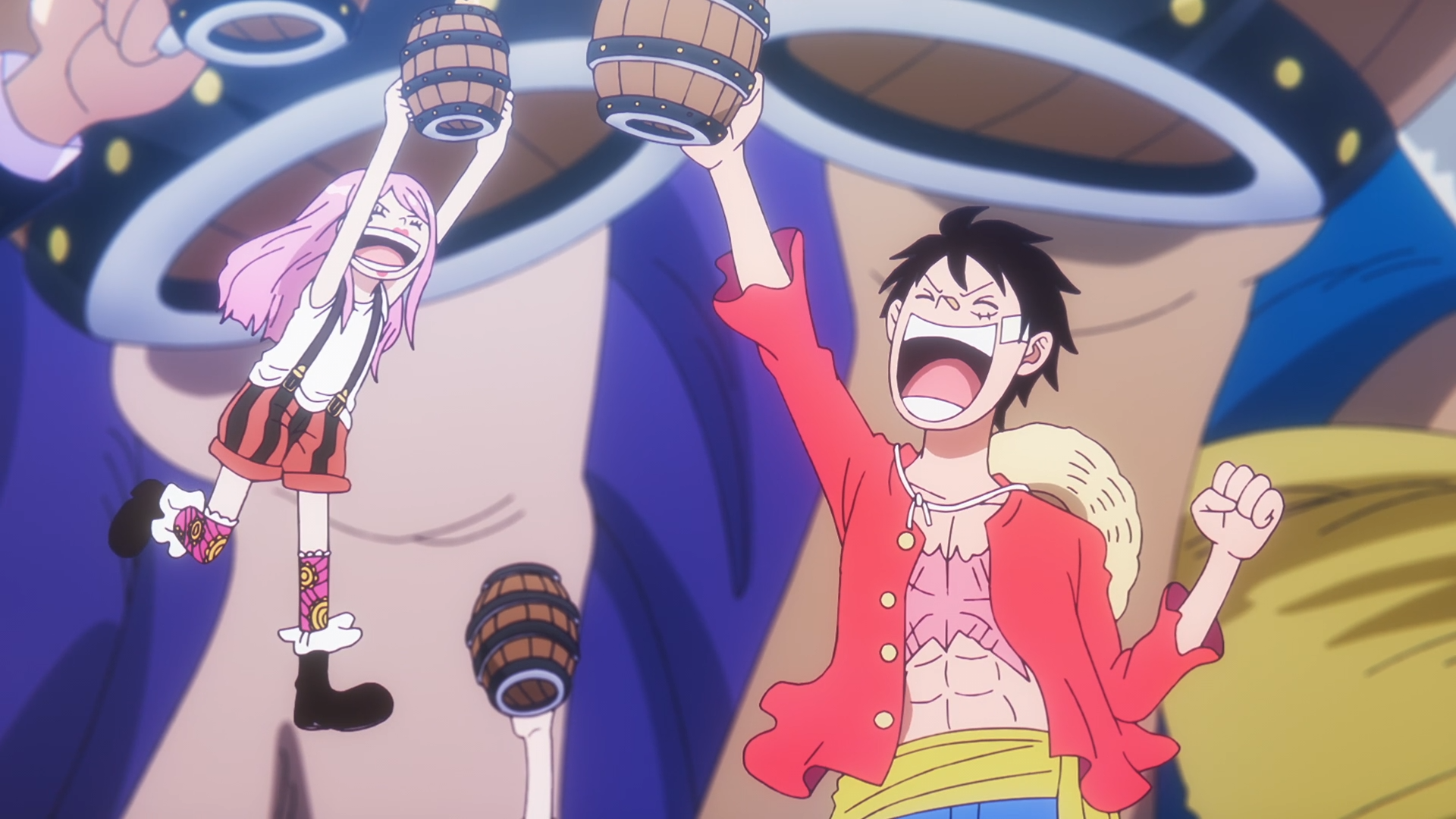 One Piece HD Wallpaper — Monkey D. Luffy & Jewelry Bonney's Rowdy Toast