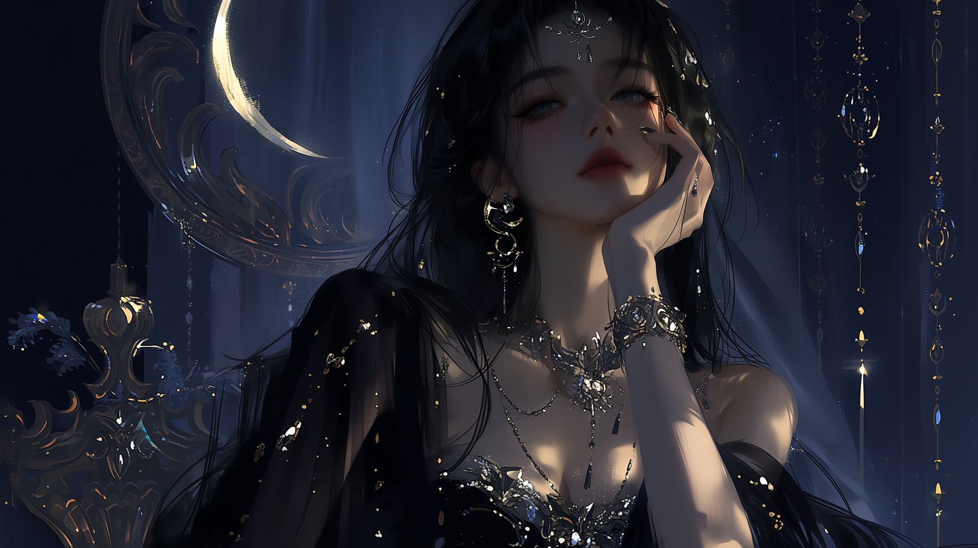 Lunar Empress — 2K AI Anime Girl Wallpaper