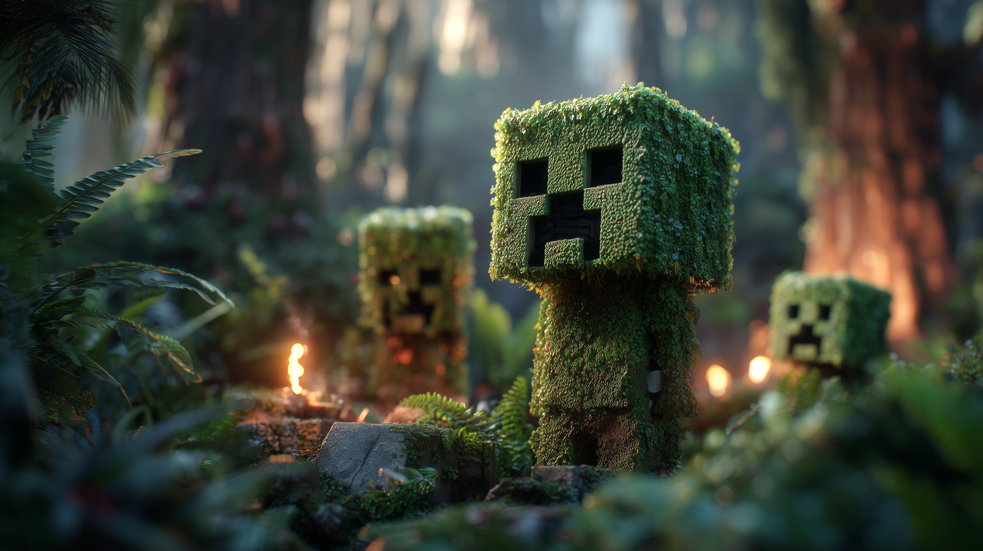 AI Minecraft Creepers — Mossy 2K Quad HD Wallpaper