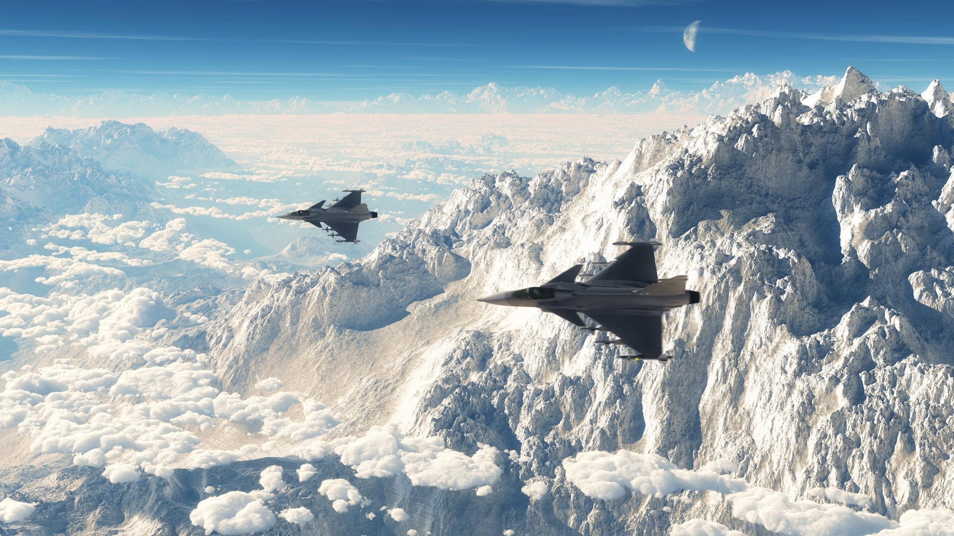 HD Military Wallpaper: Saab JAS 39 Gripen Dominates Mountain Skies