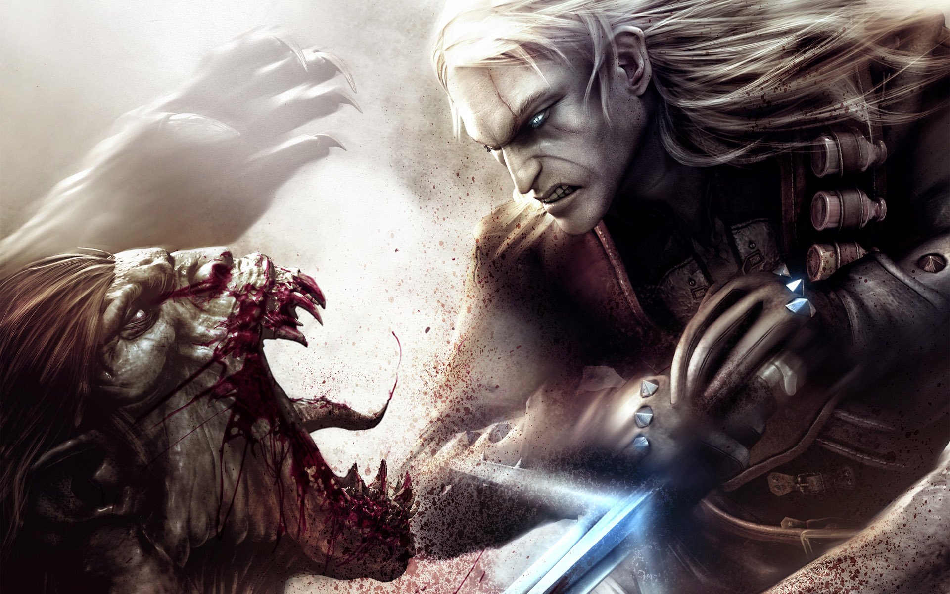 The Witcher Epic Battle HD Wallpaper - Gaming Legend in Action