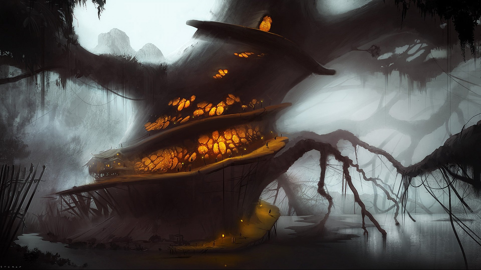 Enchanted Twilight: The Mystical Treehouse Haven - Fantasy HD Wallpaper