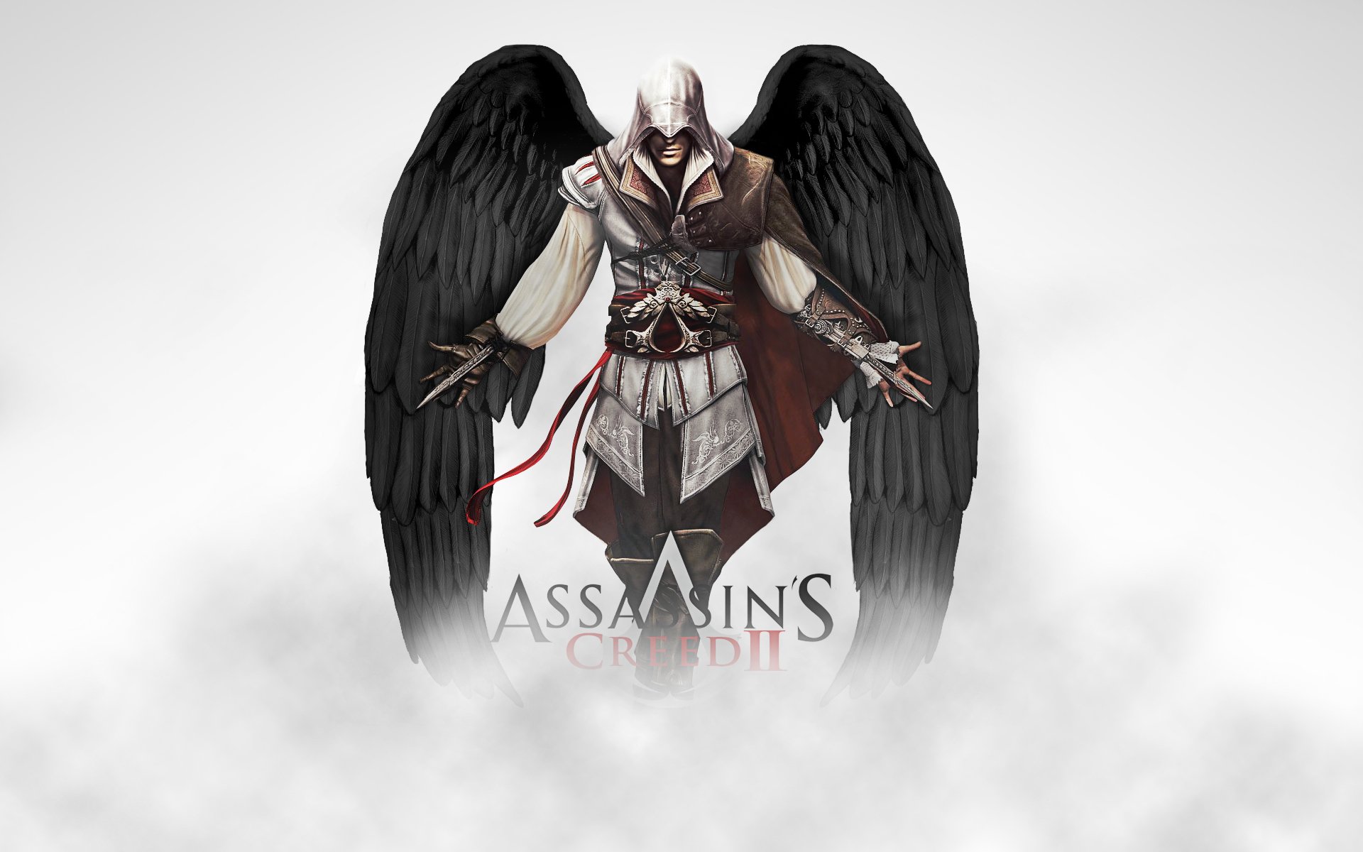 Assassin’s Creed II HD Wallpaper – Legendary Video Game Art with Dark Wings