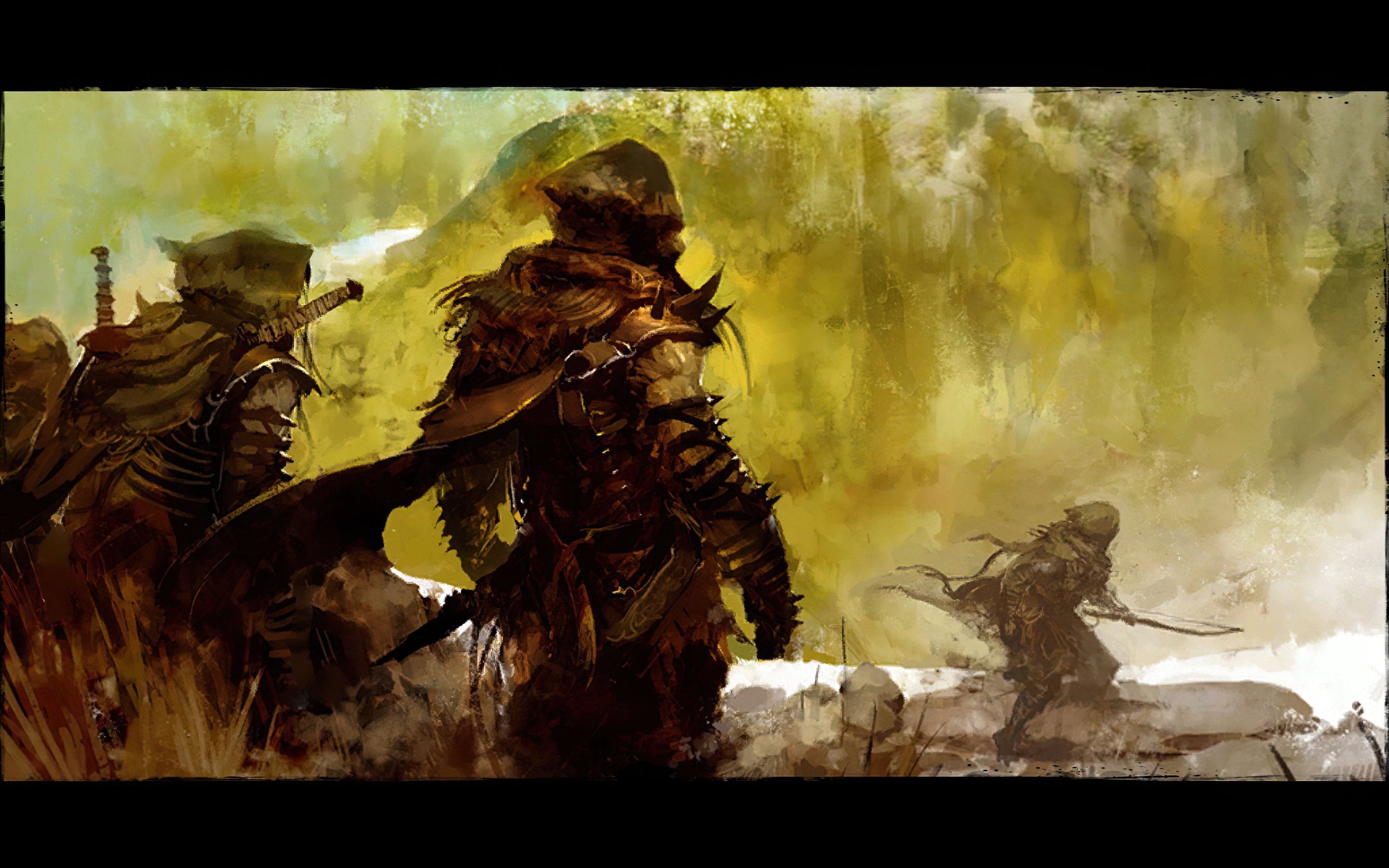 Epic Fantasy Warriors: HD Battle Scene Wallpaper by Kekai Kotaki