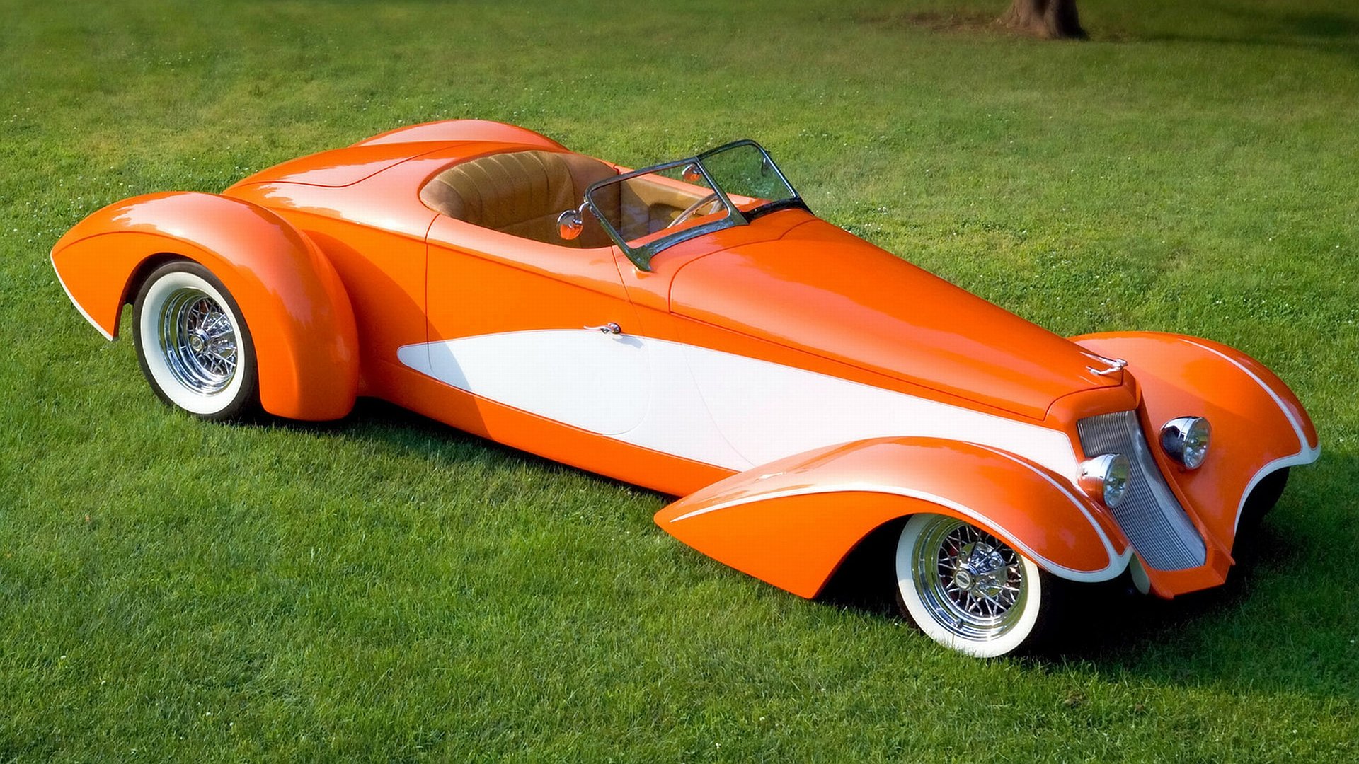 Classic Orange Convertible Car HD Wallpaper | 1920x1080 | Wallpaper Abyss