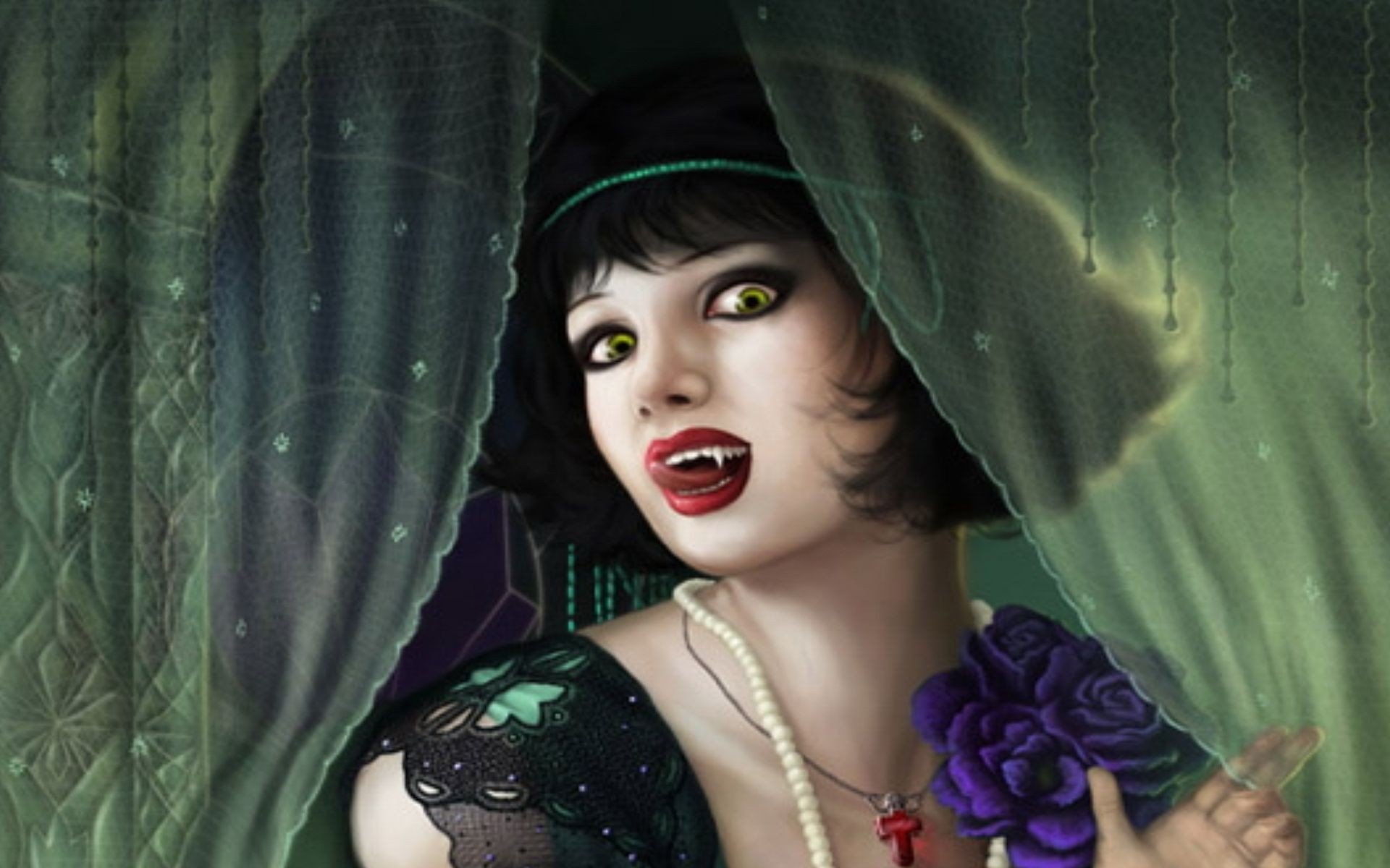 Enigmatic Vampire Fantasy – HD Gothic Elegance Wallpaper by Leigh Sparks