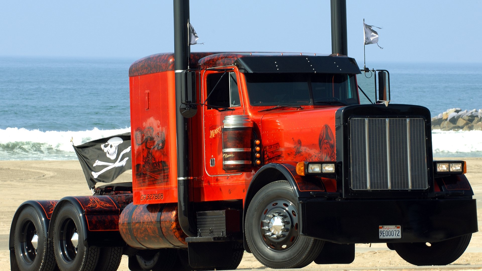 Powerful Red Truck by the Ocean - HD Vehicle Wallpaper | 1920x1080 ...