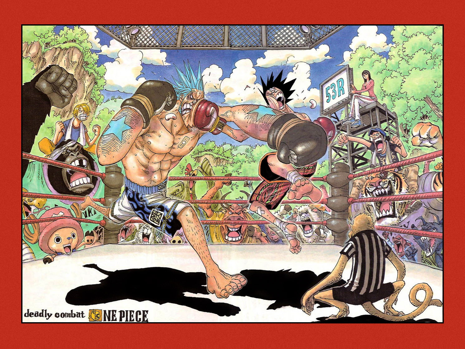 Epic One Piece HD Wallpaper: Deadly Combat in the Ring