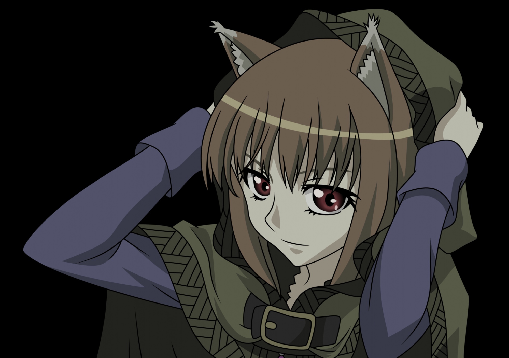 Spice and Wolf HD Anime Wallpaper: Elegant Wolf Girl Portrait