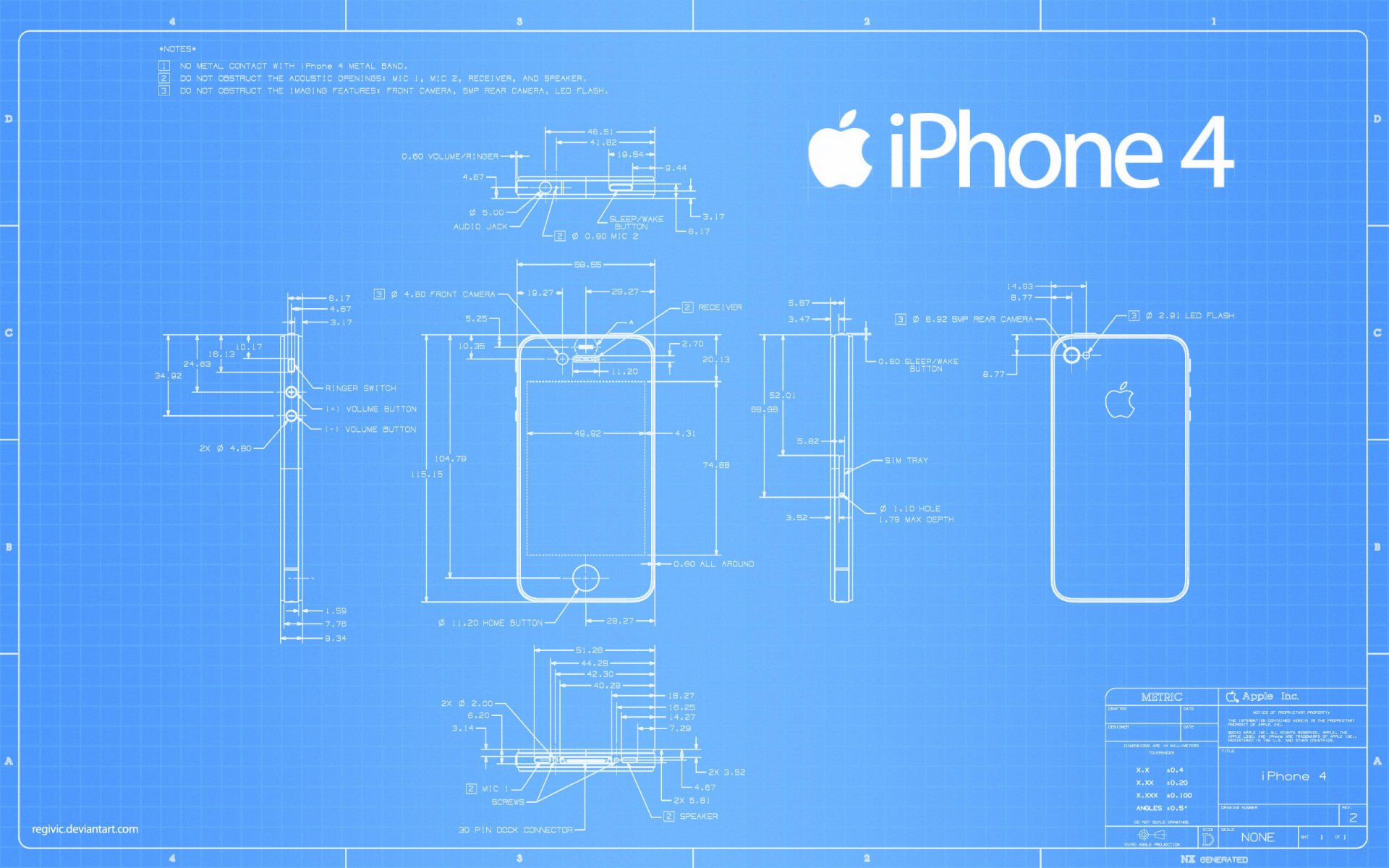 iPhone 4 Blueprint: HD Tech Wallpaper