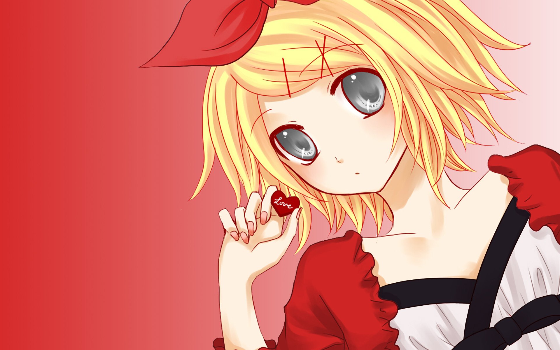 Crimson Rin Kagamine — Red Vocaloid HD Wallpaper