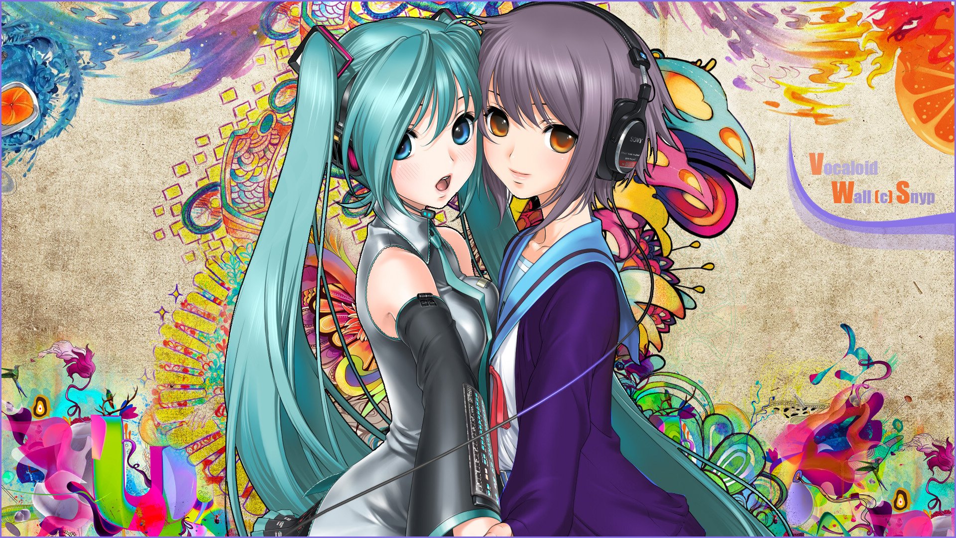 Hatsune Miku Crossover - Anime Vocaloid Duet (HD Wallpaper) | 1920x1080 ...