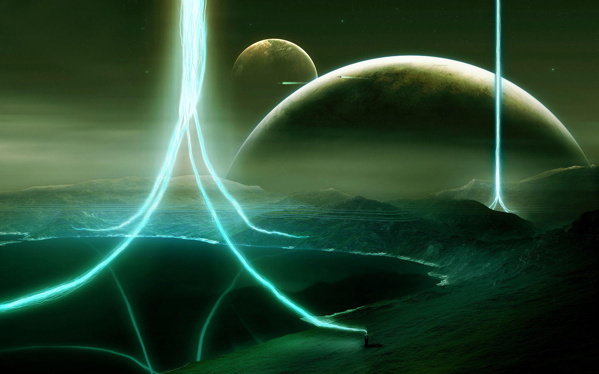 Celestial Dreams: A Stunning Sci-Fi Landscape HD Wallpaper