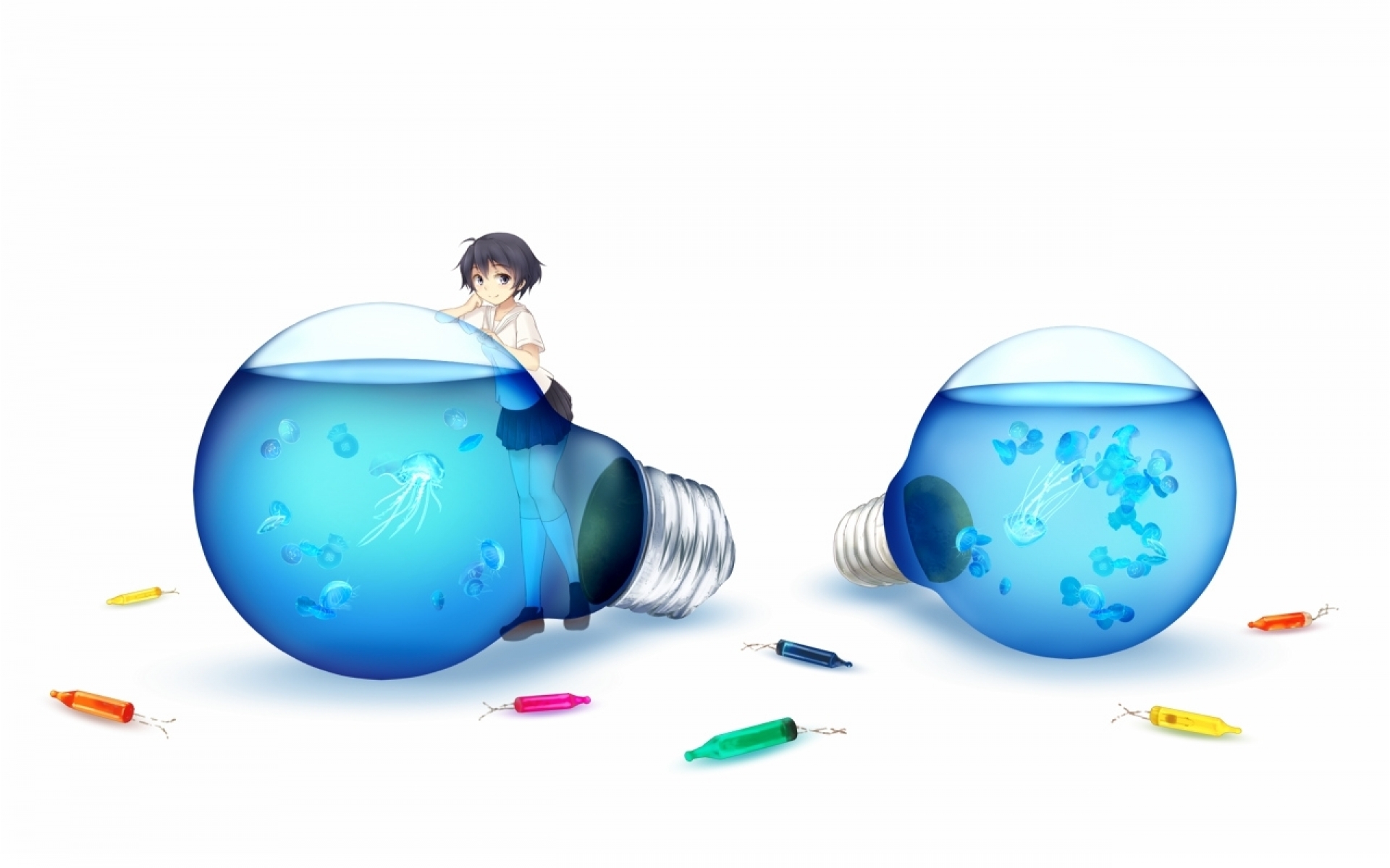 Download Light Bulb Anime Girl Anime Girl HD Wallpaper