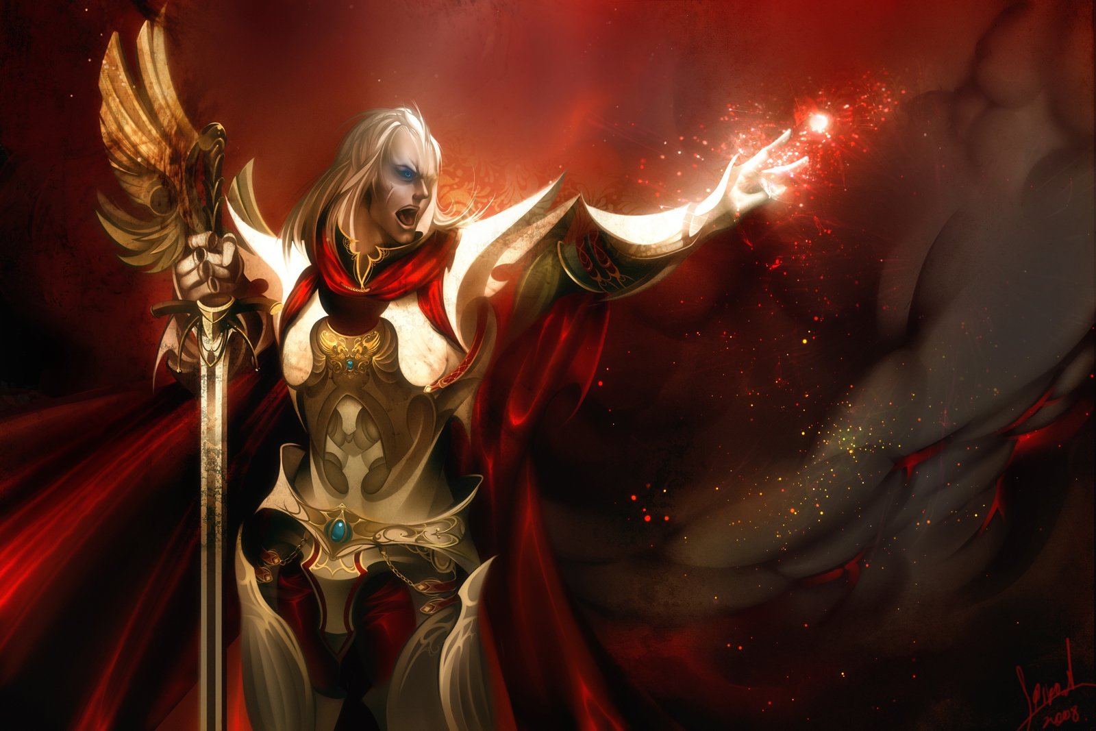 Epic Fantasy Warrior: HD Battle Magic Wallpaper | 1600x1067 | Wallpaper ...