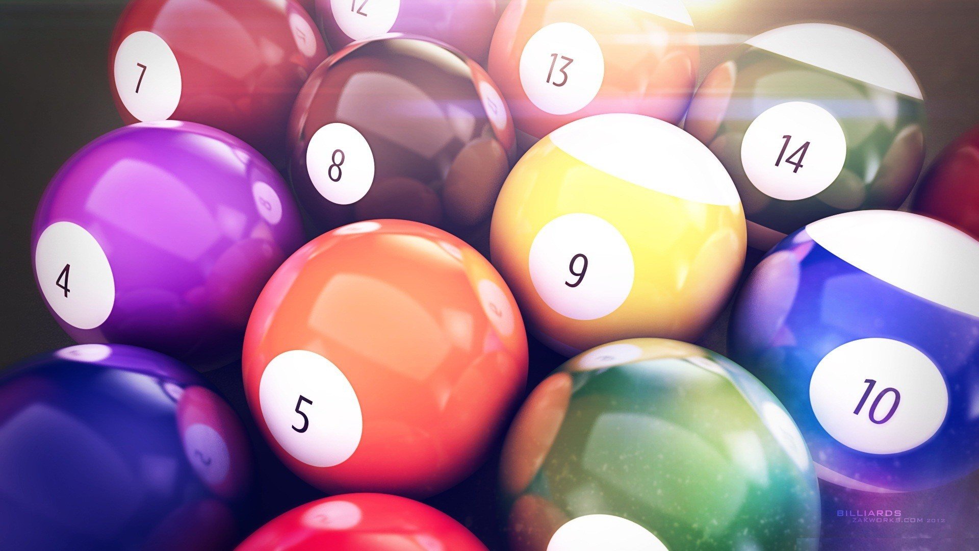HD Wallpaper of Colorful Pool Balls in a Game Atmosphere