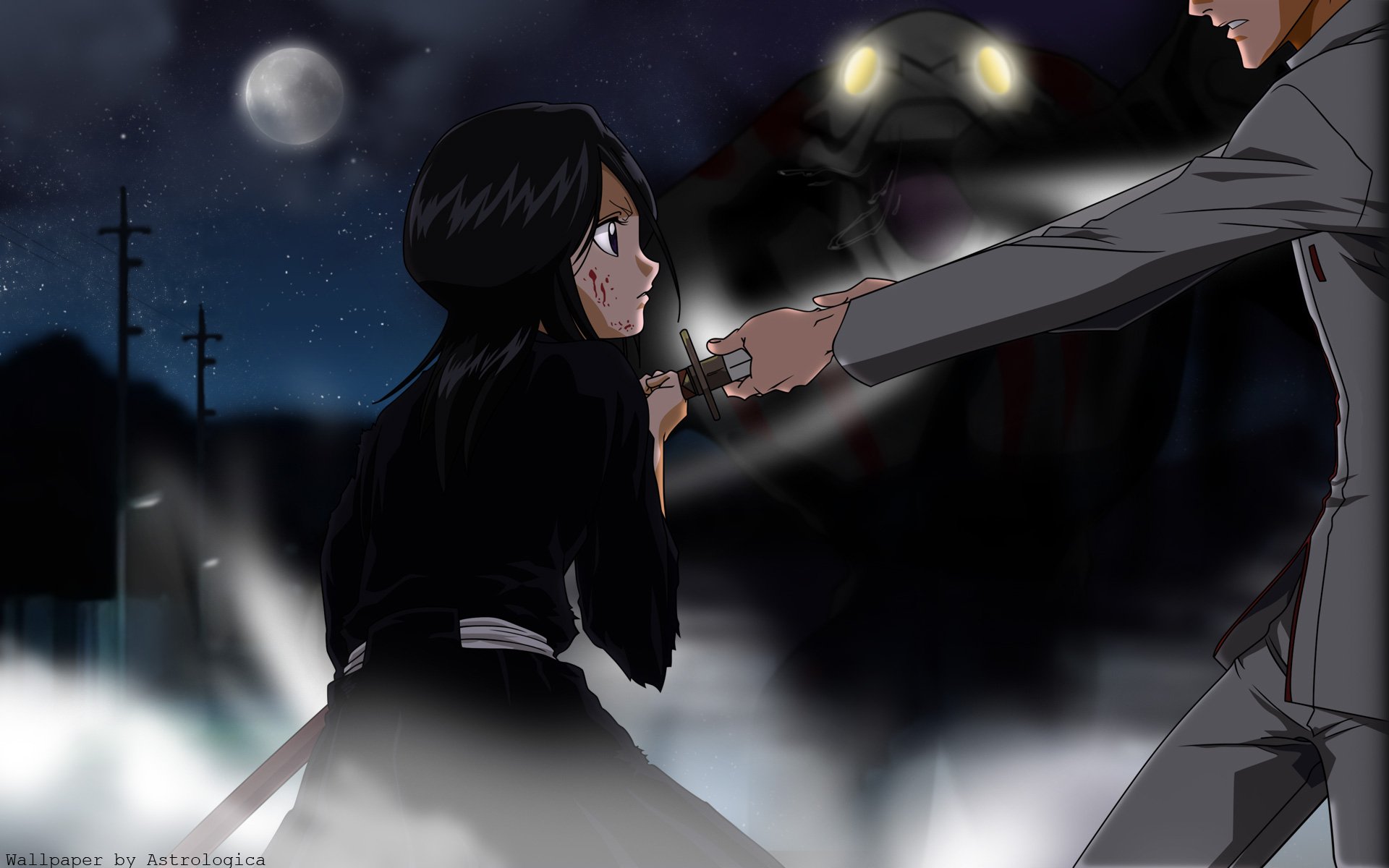 Bleach HD Wallpaper: Ichigo & Rukia’s Nighttime Encounter | 1920x1200 ...