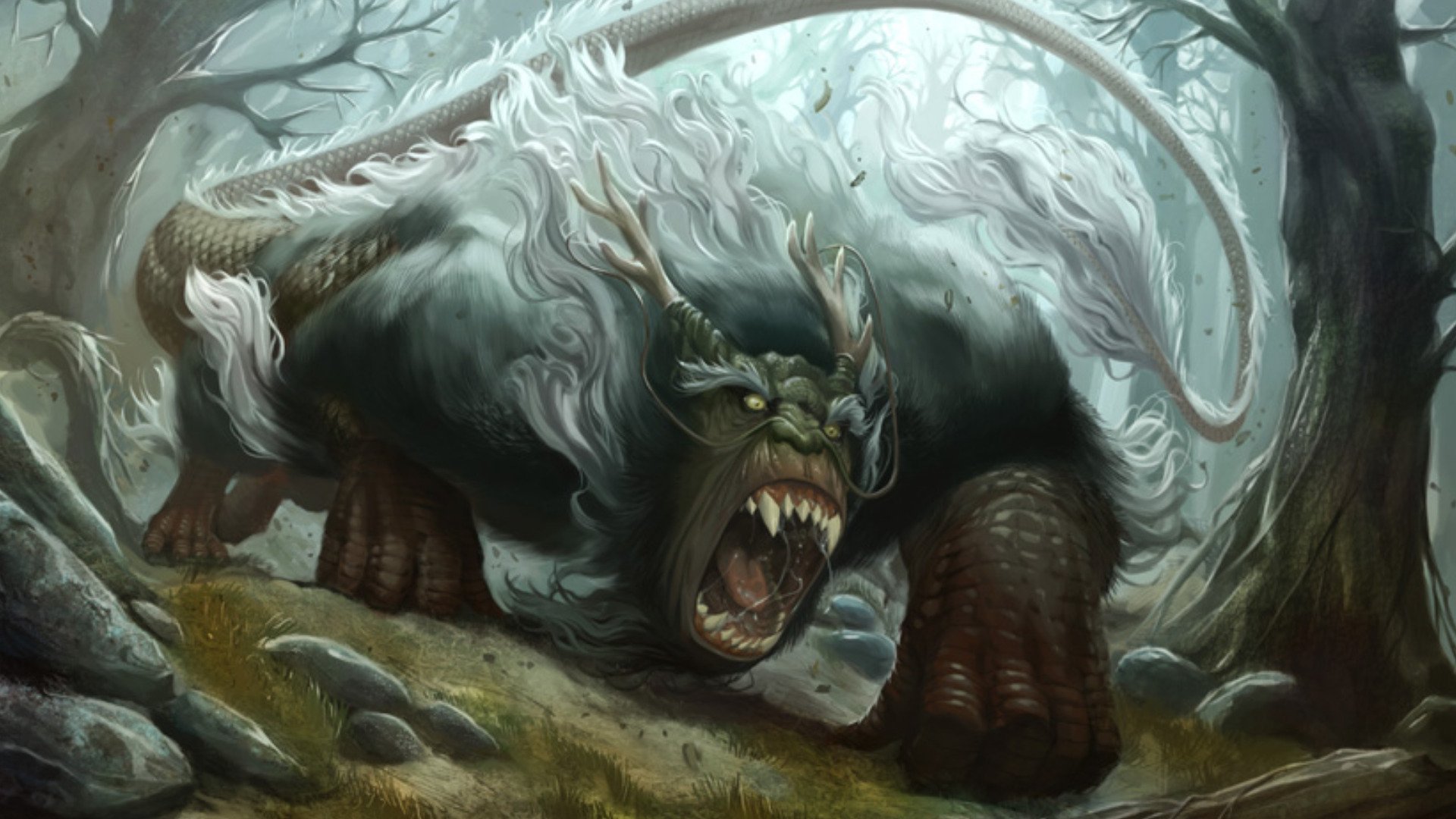 Mythic Fury: The Enchanted Forest Beast in HD | 1920x1080 | Wallpaper Abyss