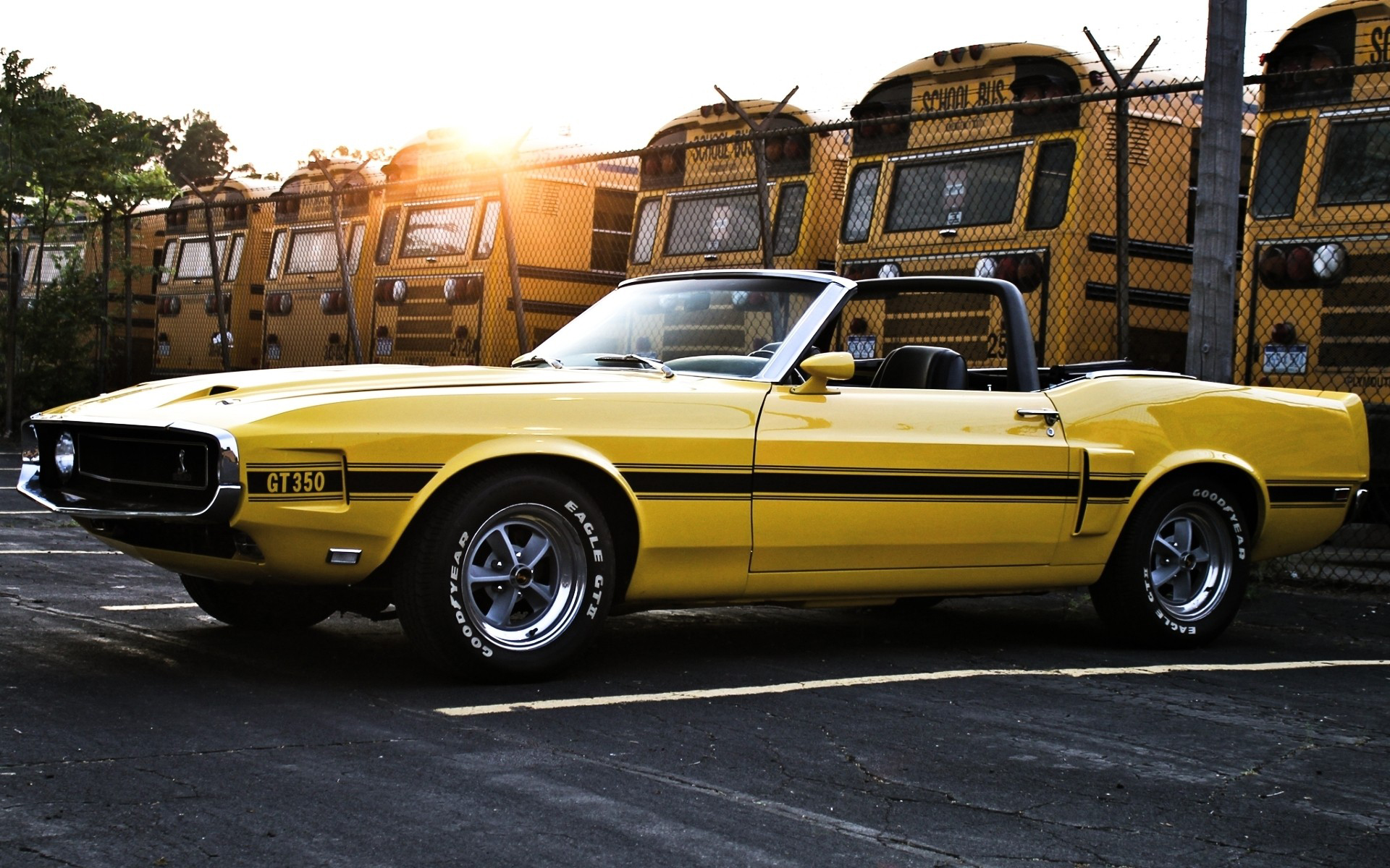 Ford Shelby GT350 Yellow Convertible Muscle Car HD Wallpaper