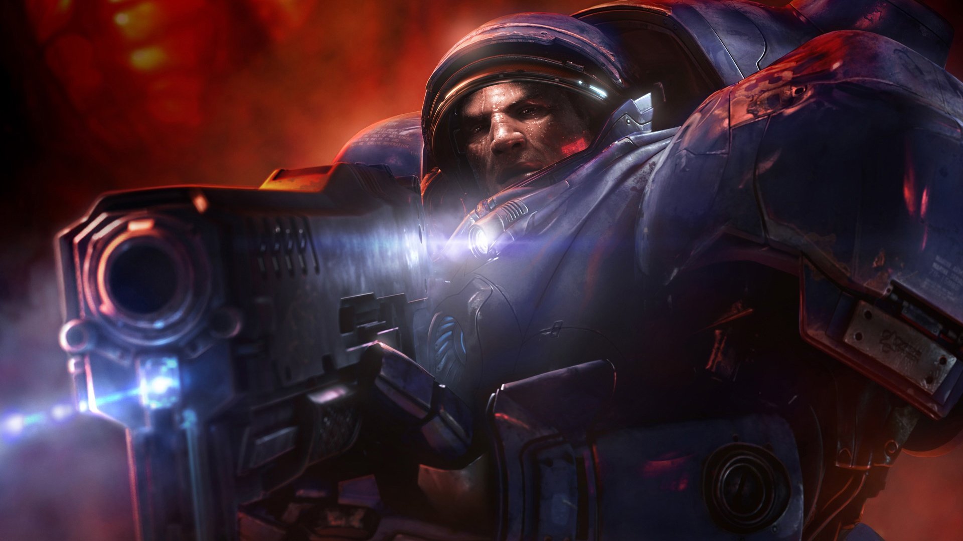 StarCraft HD Wallpaper: Epic Battle Ready Marine Hero