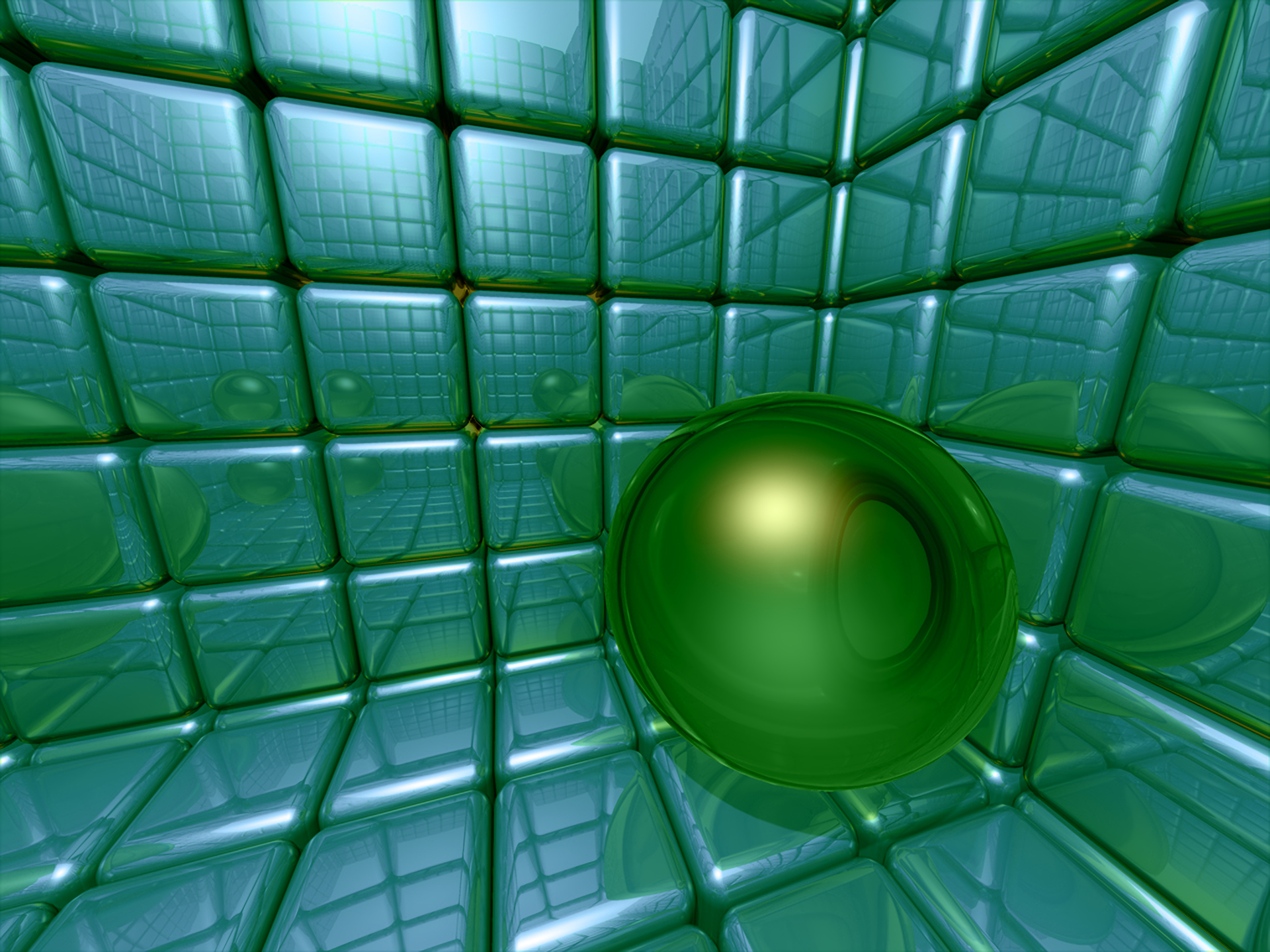 HD Abstract Sphere in a Futuristic Green Grid Realm