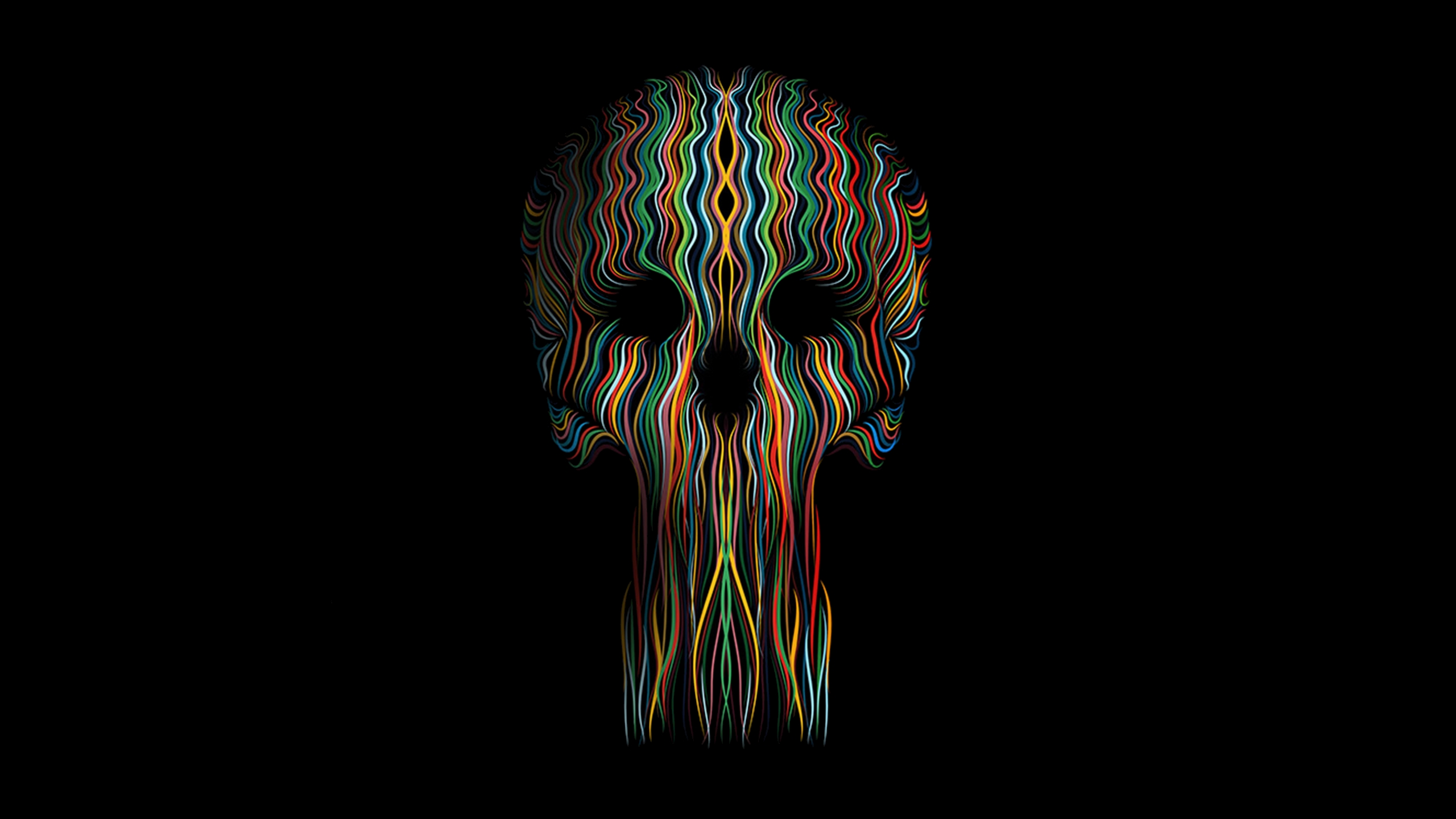 Chromatic Skull: Dark HD Wallpaper