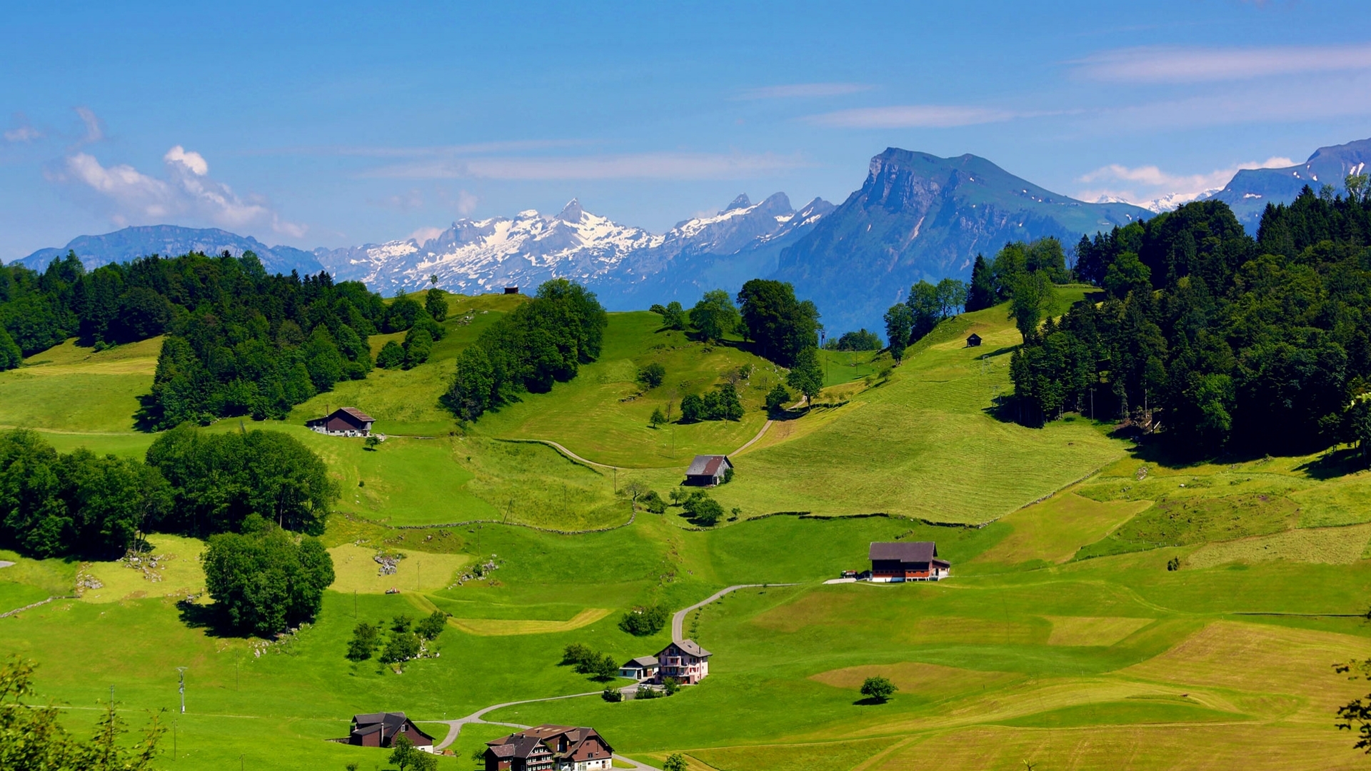 Download Landscape Nature Green Mountain HD Wallpaper