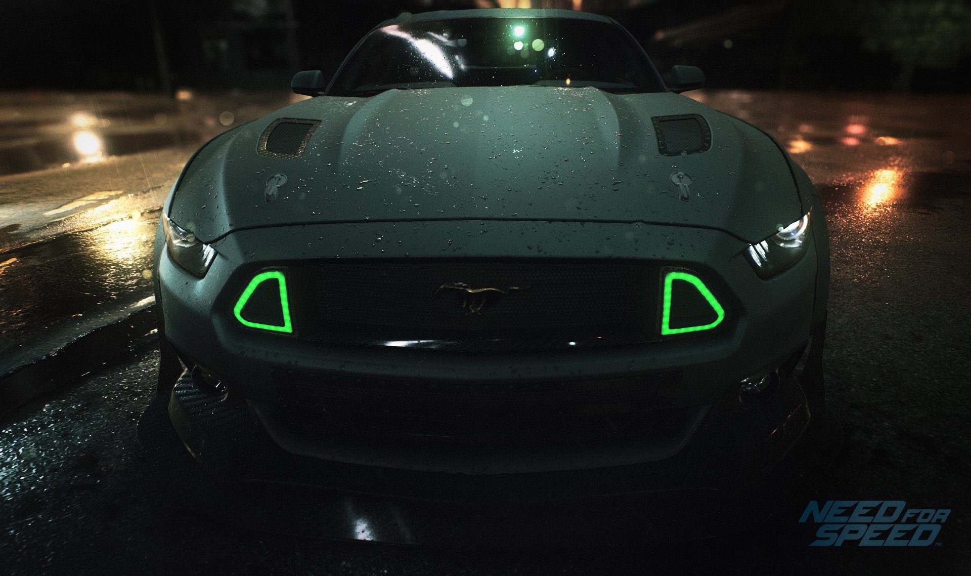 NFS 2015 — Night Neon Mustang HD Wallpaper