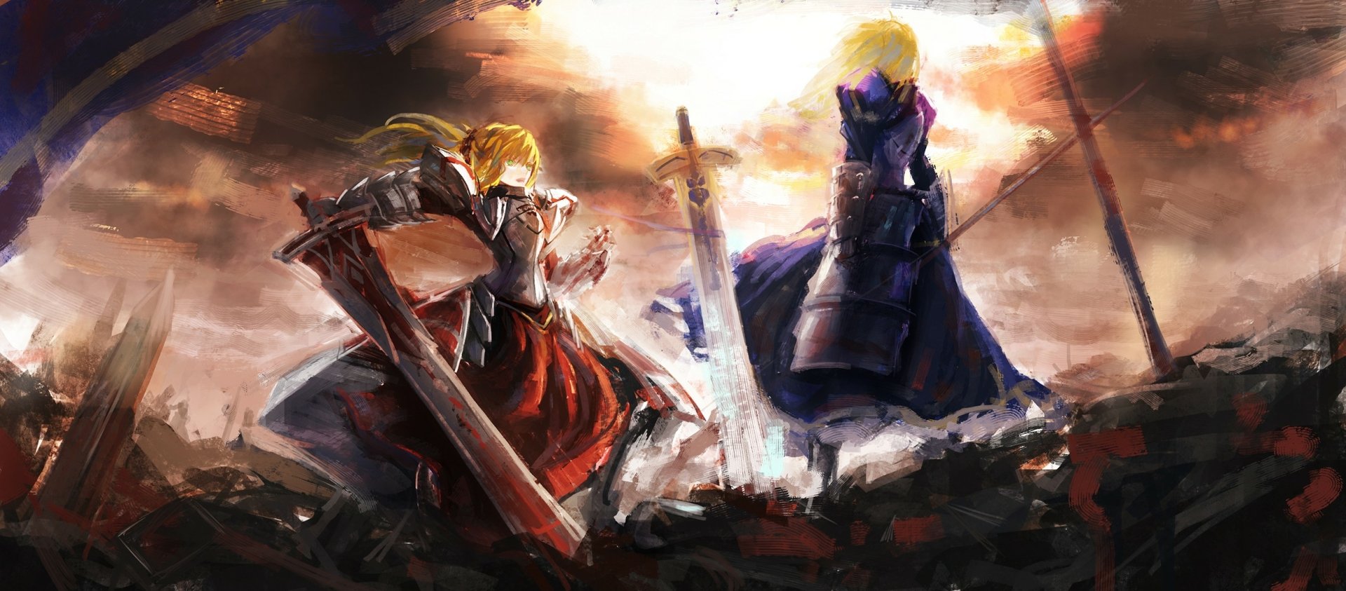 Saber's Epic Duel: Fate/Stay Night HD Wallpaper