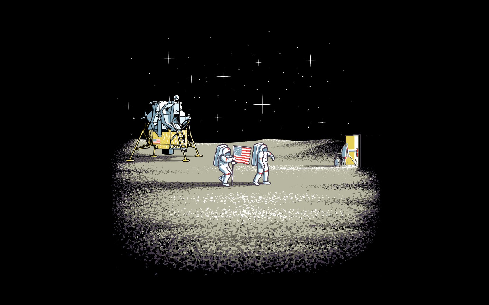 NASA Lunar Legacy: Man-Made Triumph on the Moon HD Wallpaper