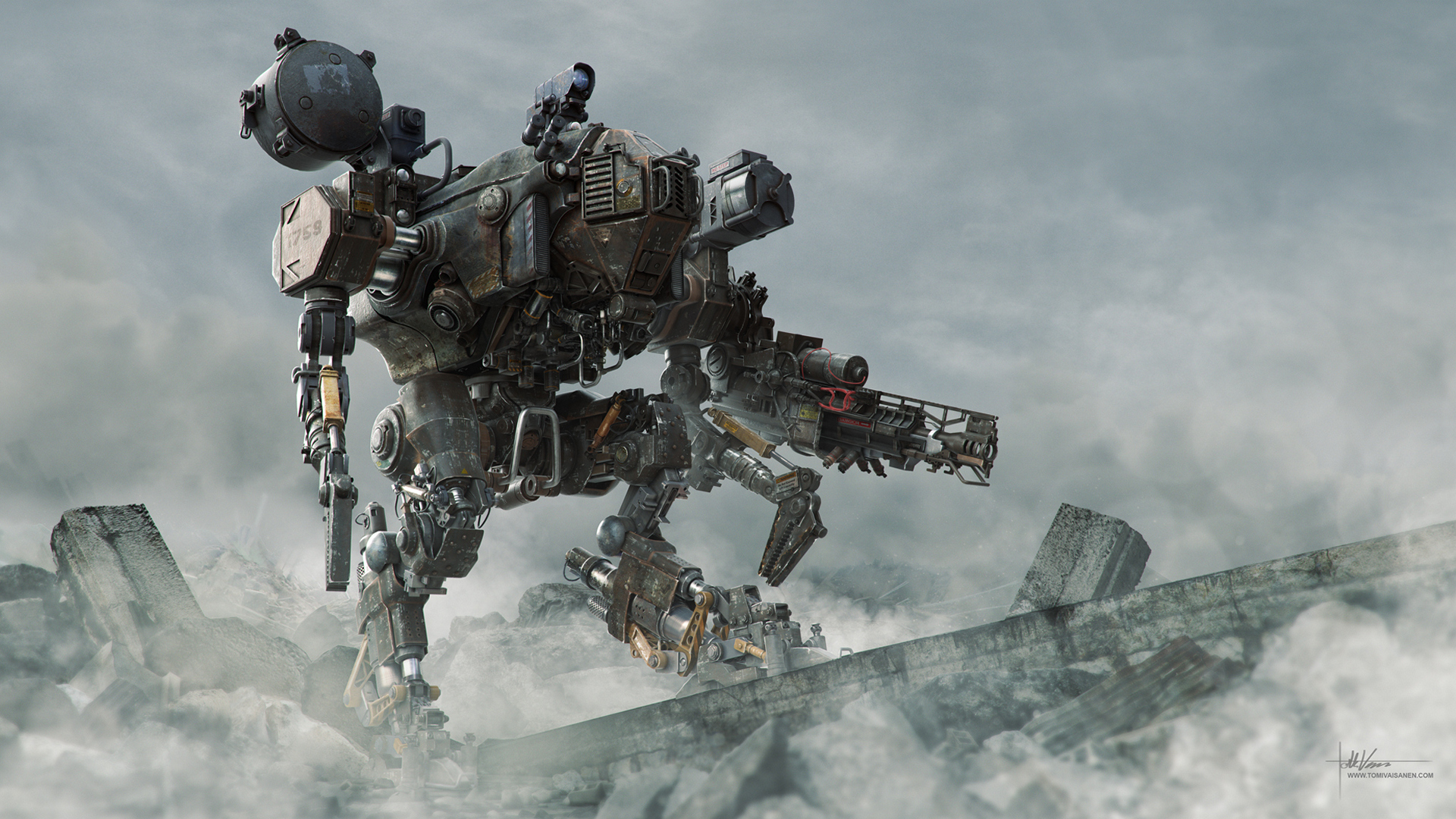 Download Sci Fi Robot HD Wallpaper by Tomi Väisänen